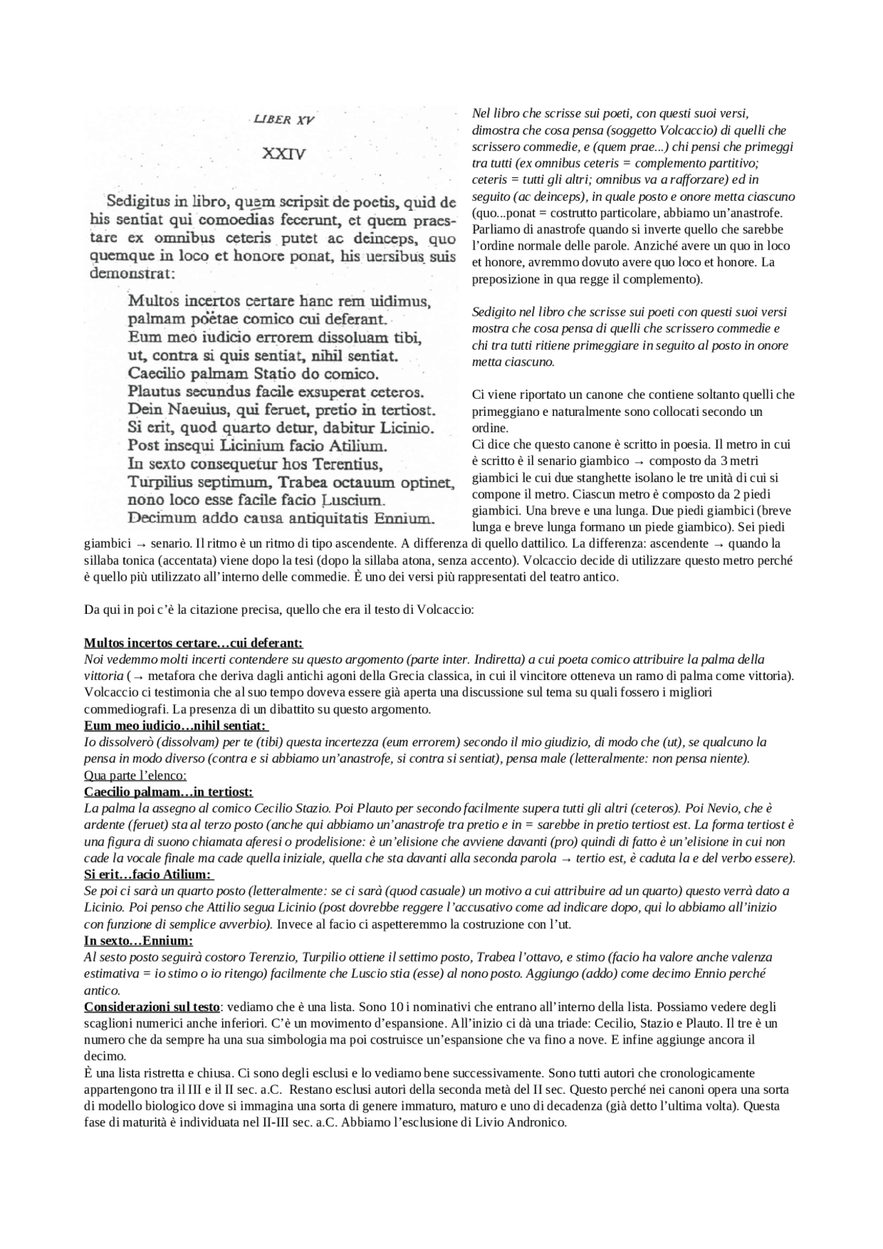 Analisi e traduzione Plauto e Terenzio - Docsity