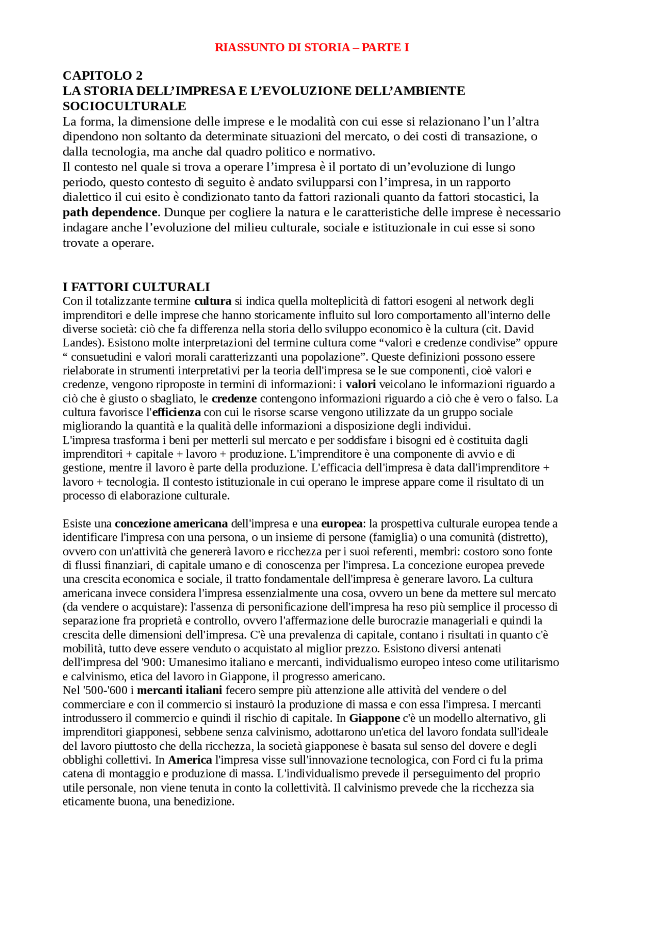 Storia Riassunto Parte I Docsity