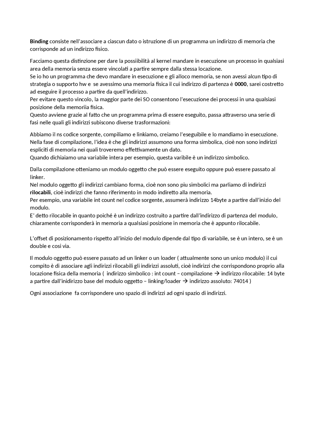 Gestione Memoria Informatica Docsity