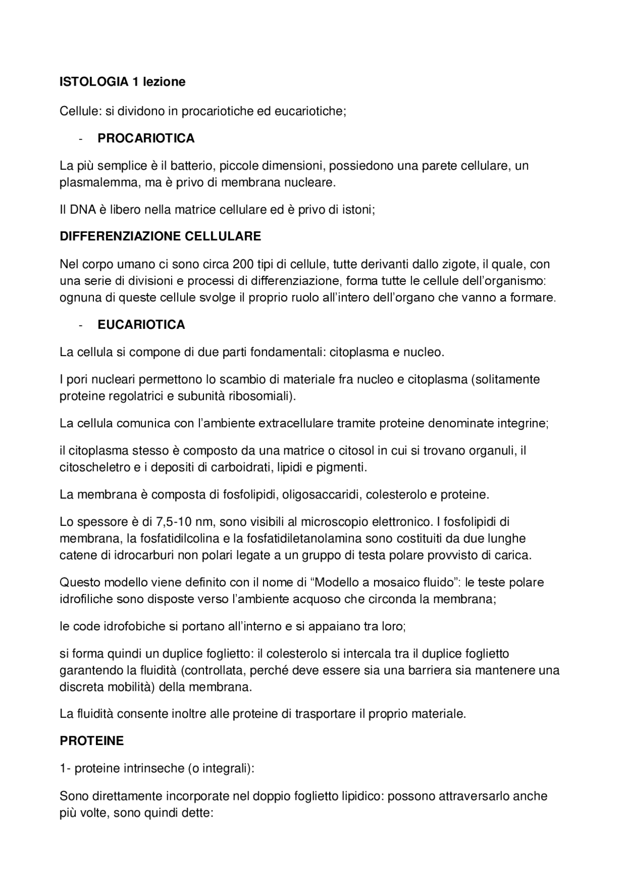 Lezione Di Istologia Docsity