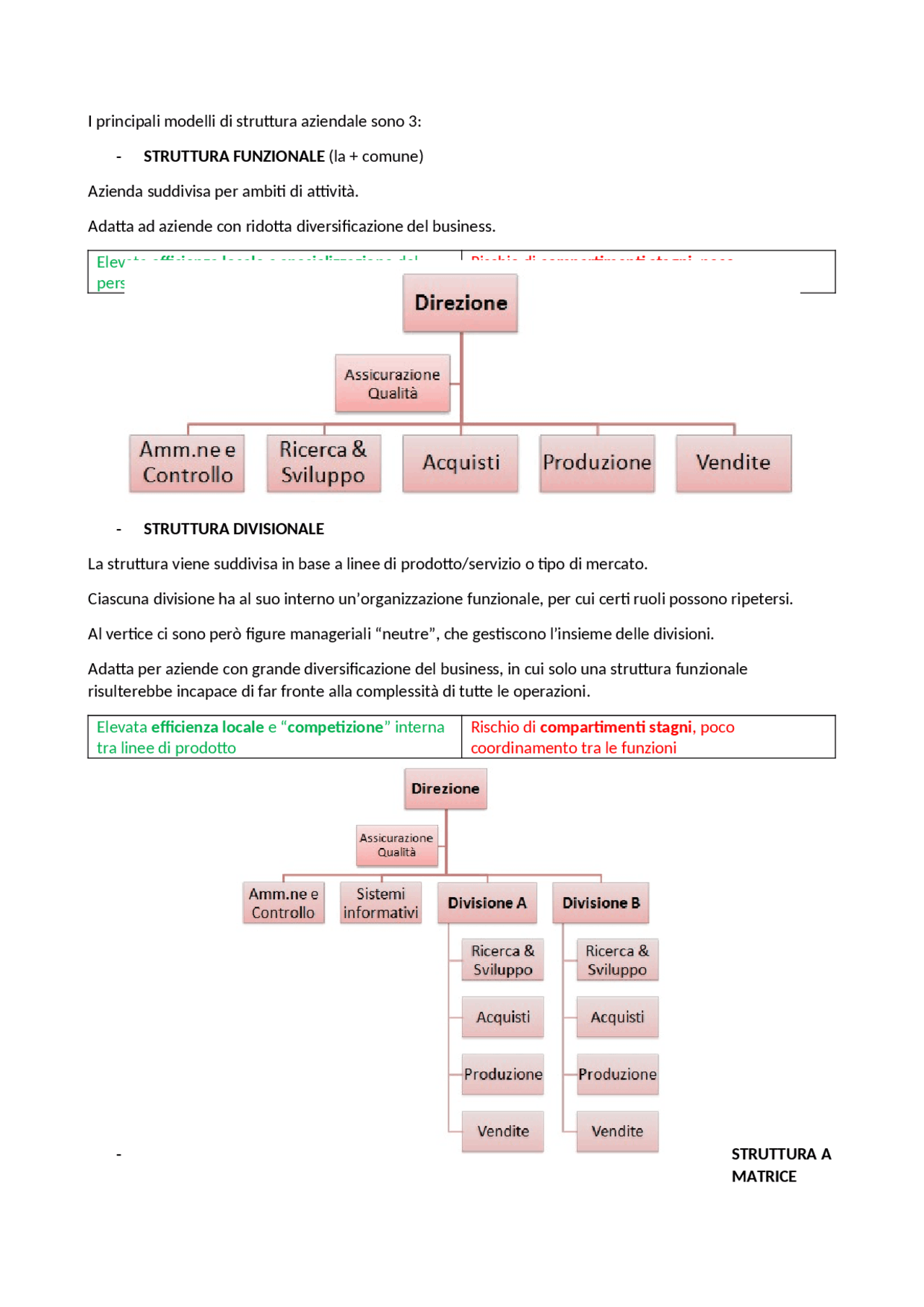 Riassunto Sui Tipi Di Strutture Aziendali Con Schemi Grafici Docsity
