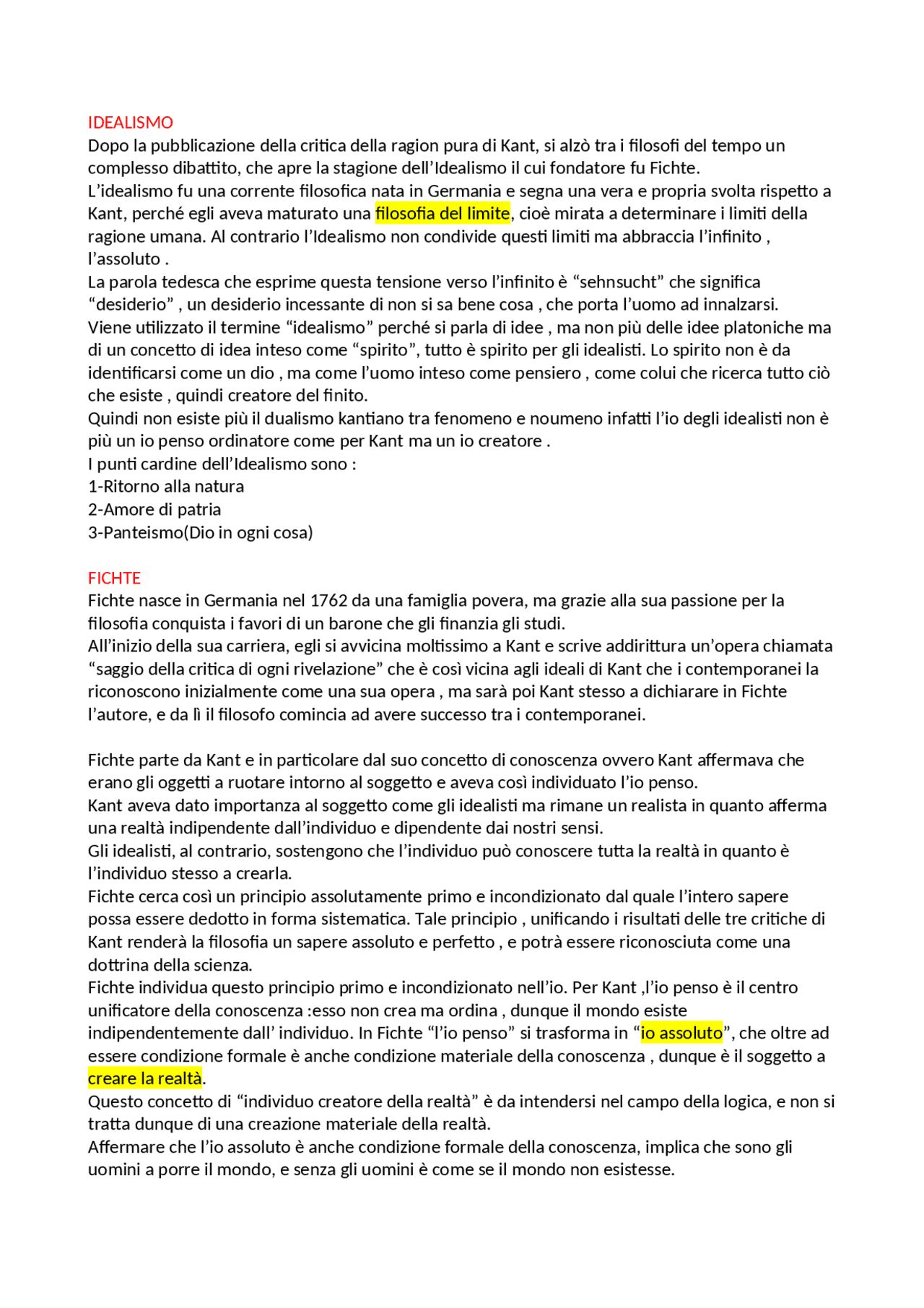 Idealismo Fichte E Schelling Docsity