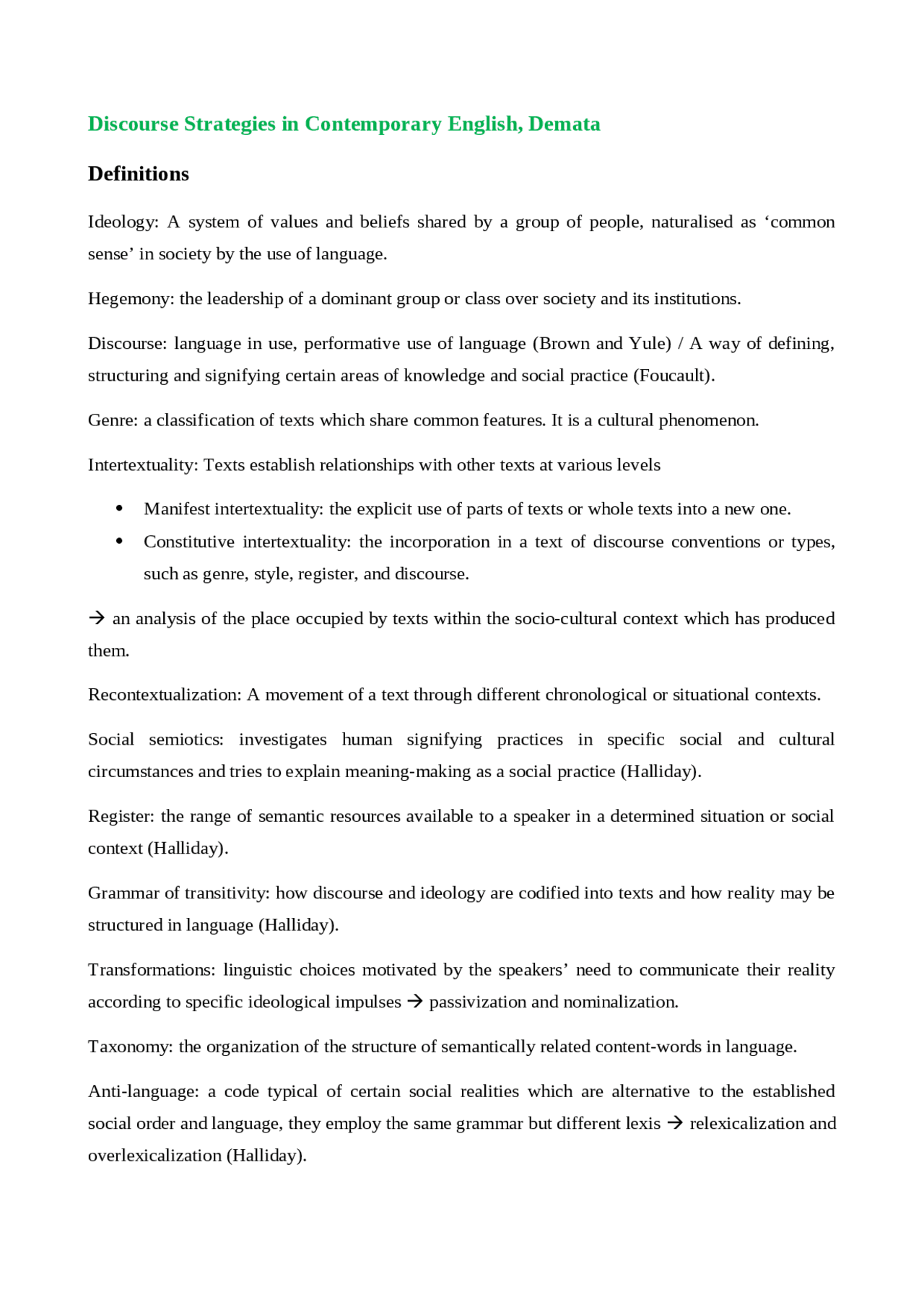 Discourse Strategies in Contemporary English - Demata - schemi ...