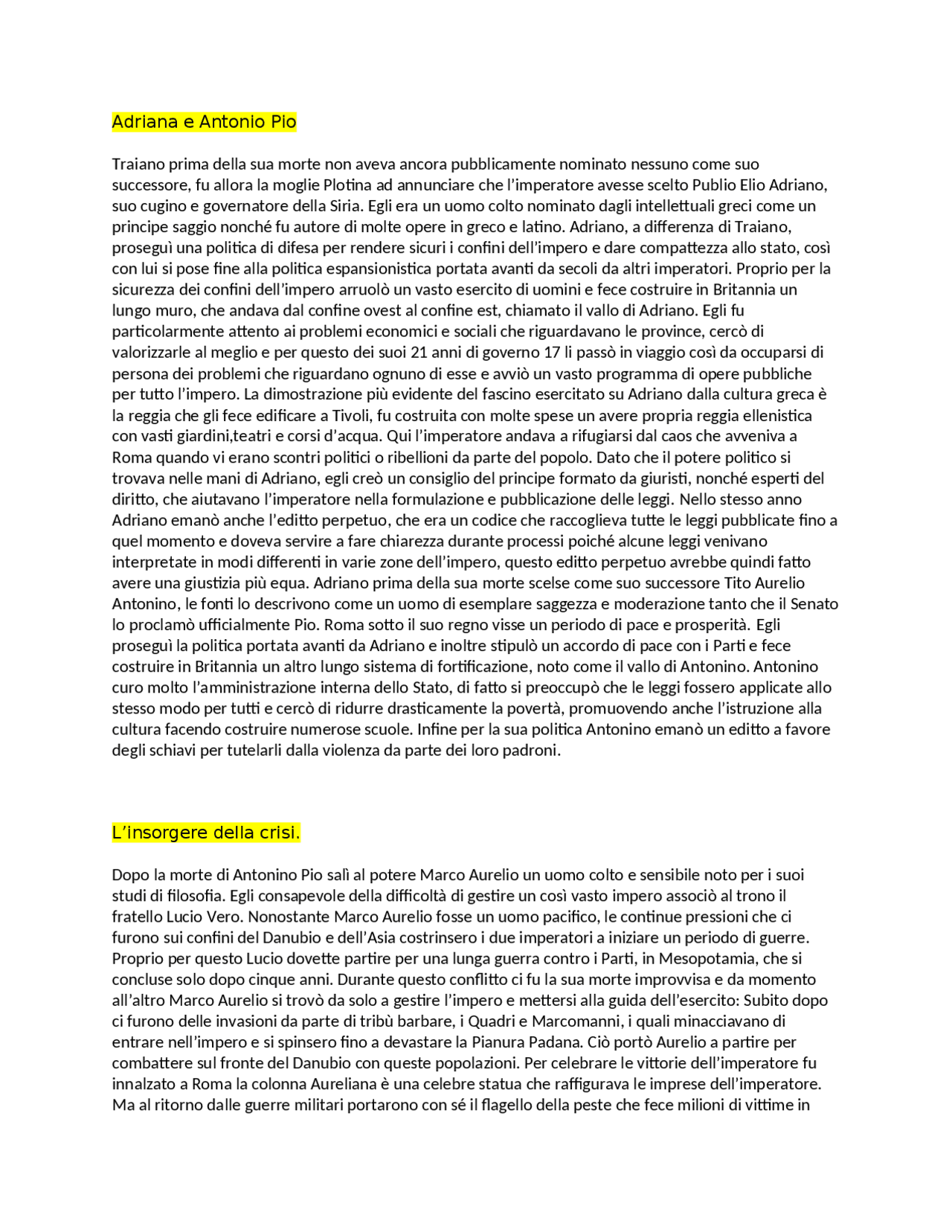 Appunti Sul Principato Adottivo Docsity
