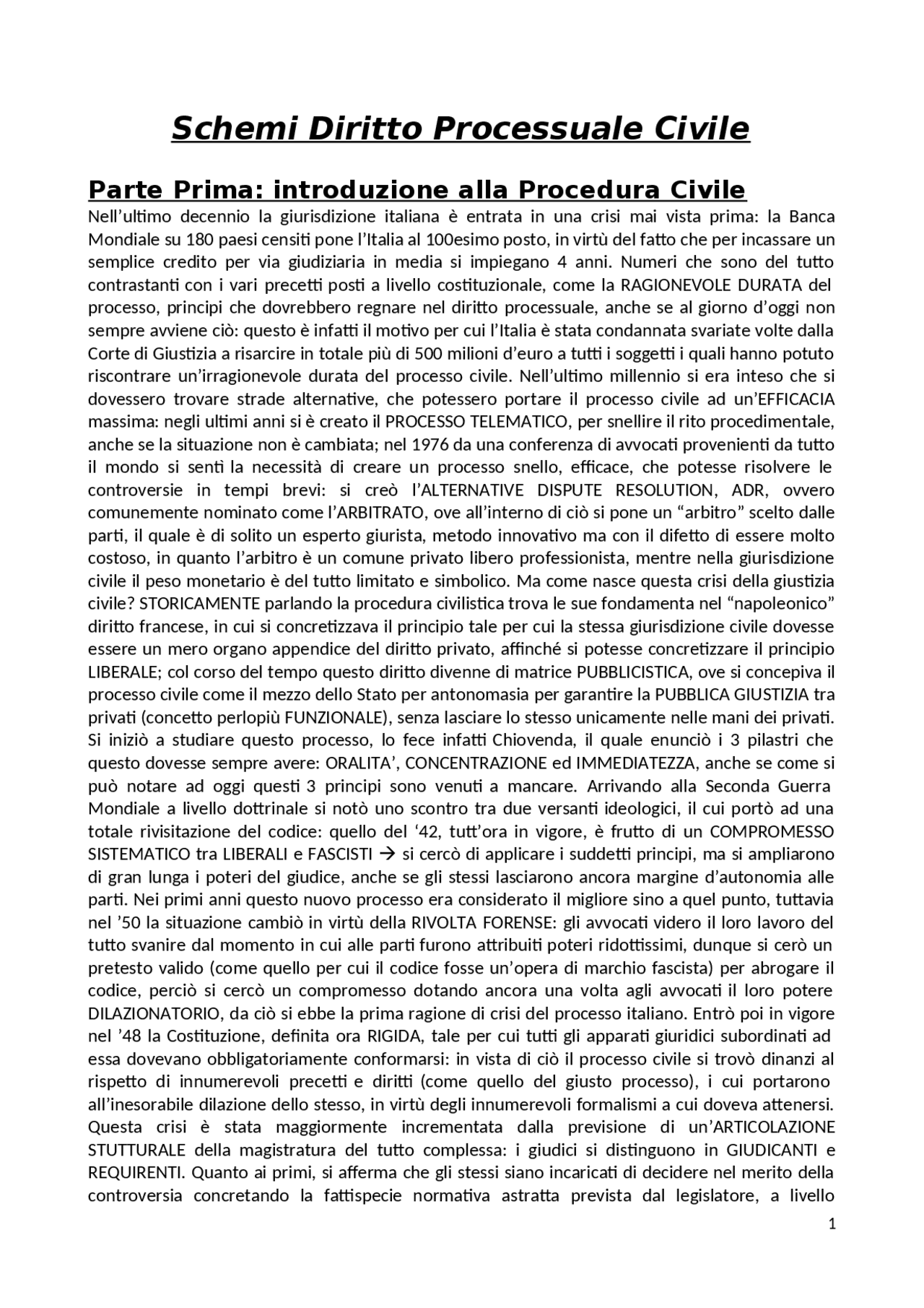 Diritto processuale Civile - Docsity