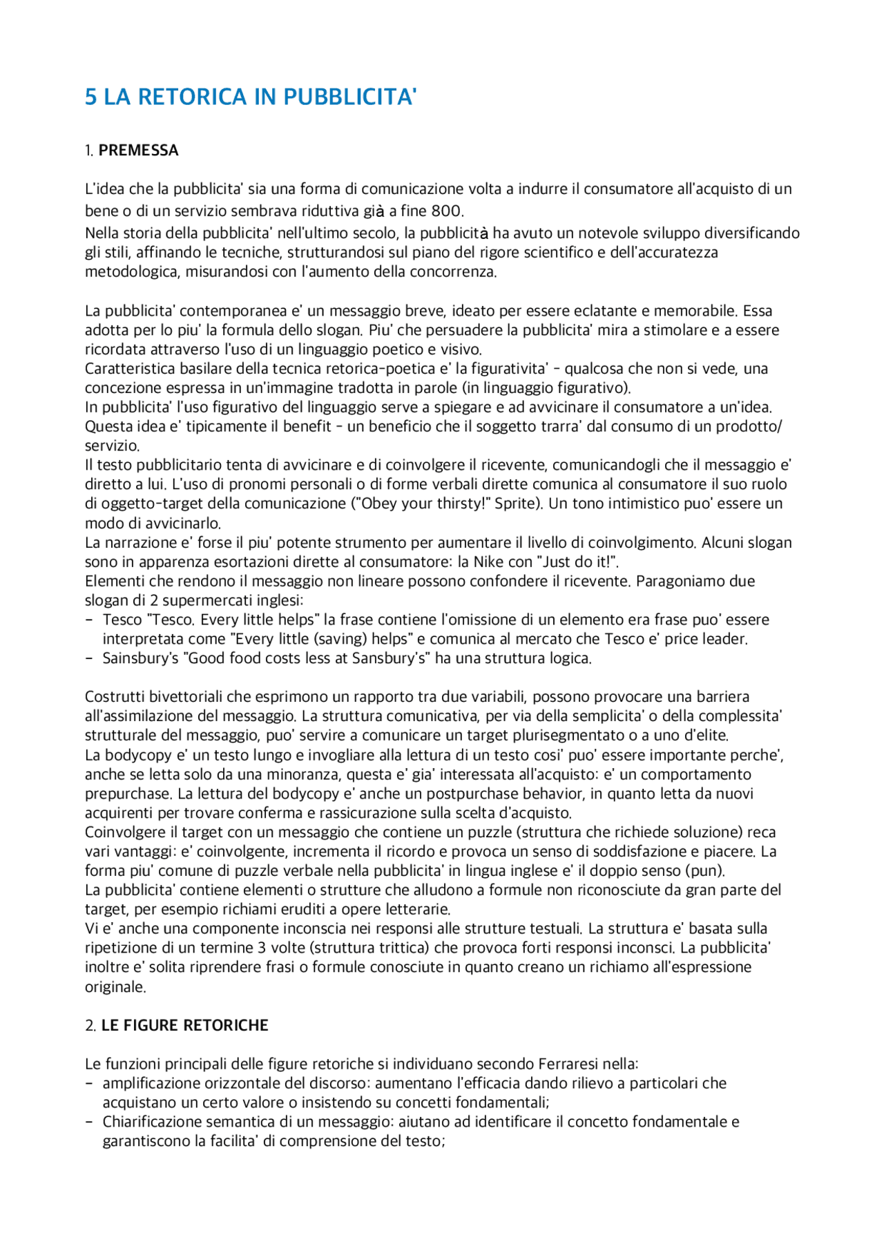 Capitolo 5 Pubblicità Teorie E Tecniche Docsity