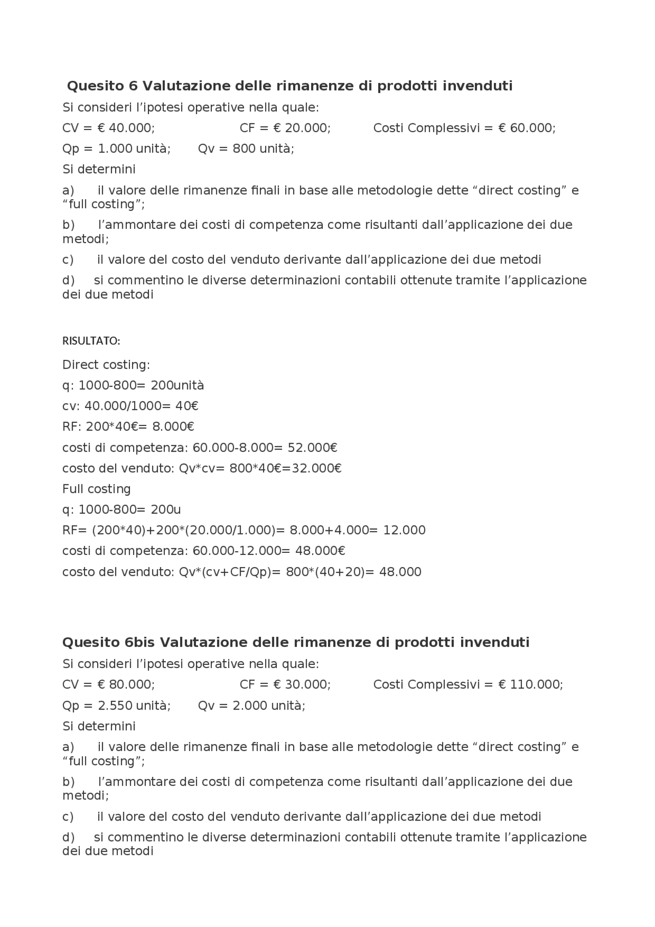 Analisi E Contabilità Dei Costi Docsity
