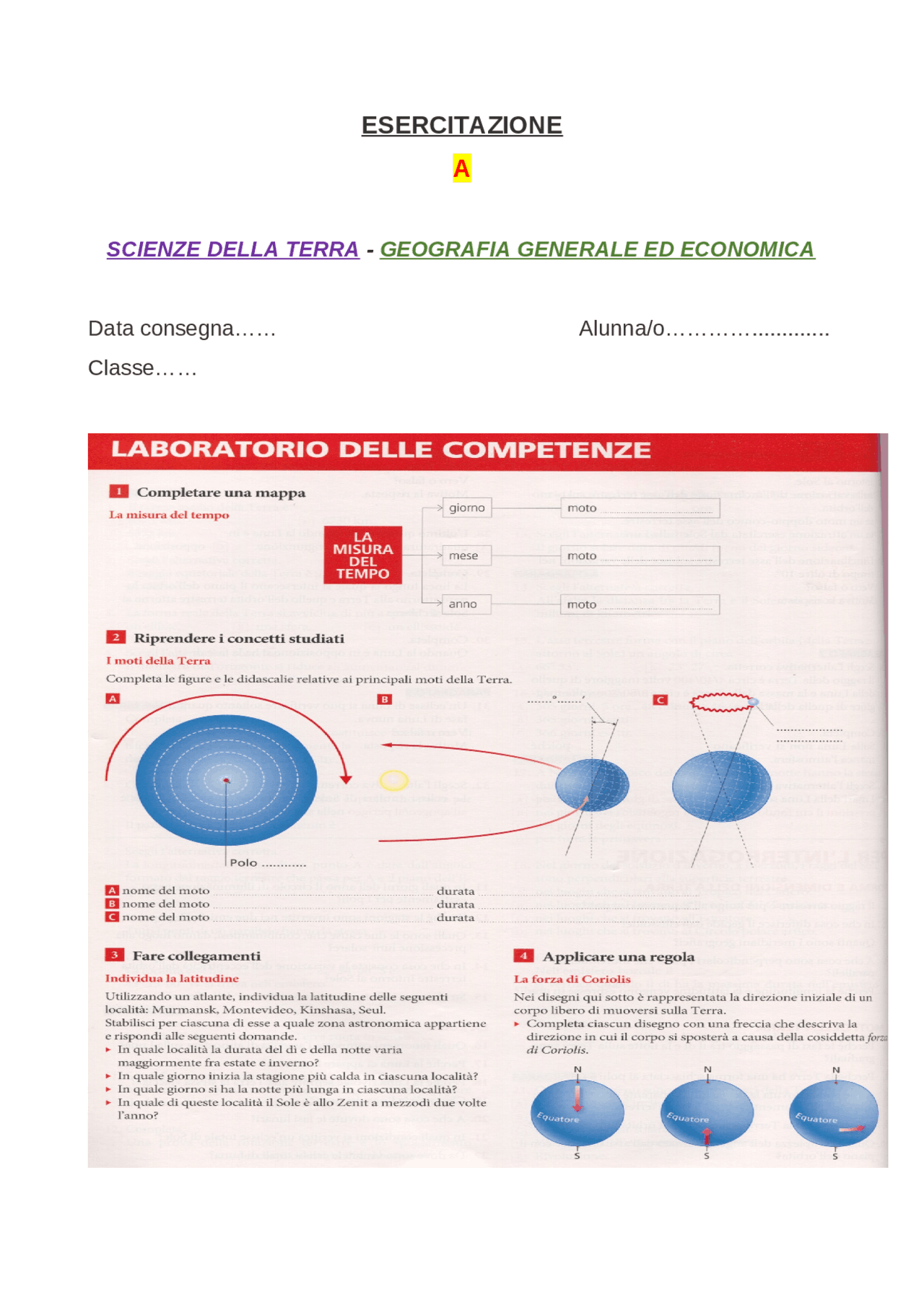 Esercizi Sui Moti Terrestri Docsity