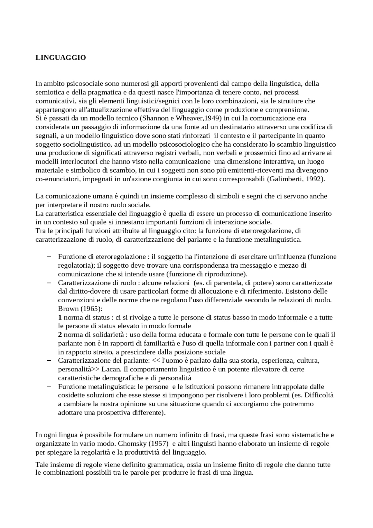 Linguaggio E Tipi Di Comunicazione Docsity