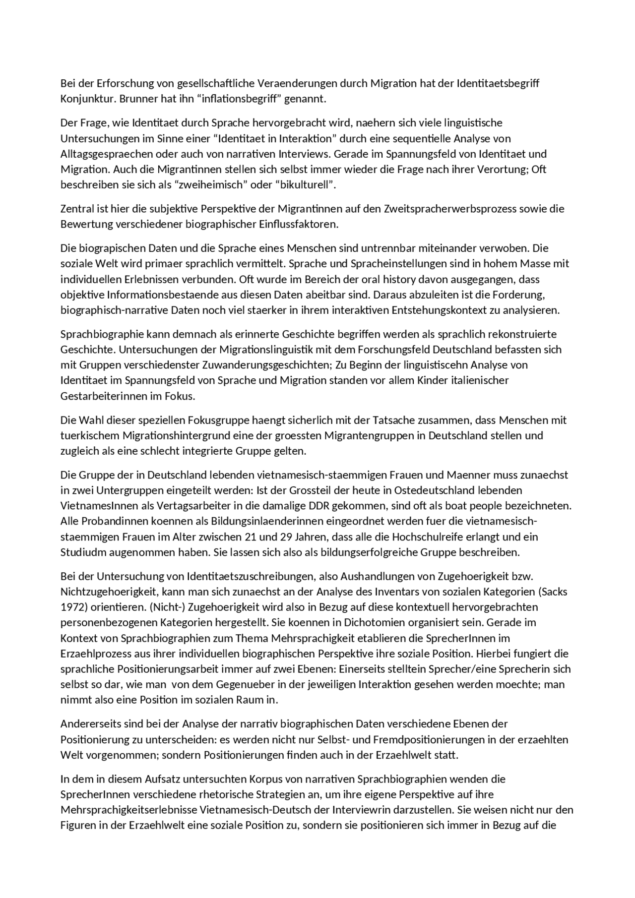 Sprache Und Migration Docsity