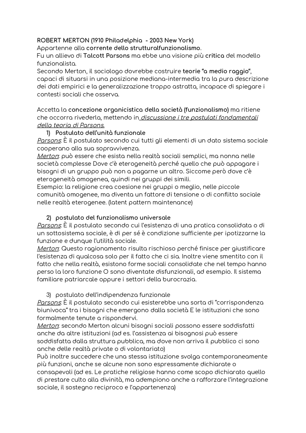 Robert Merton Sociologia Docsity