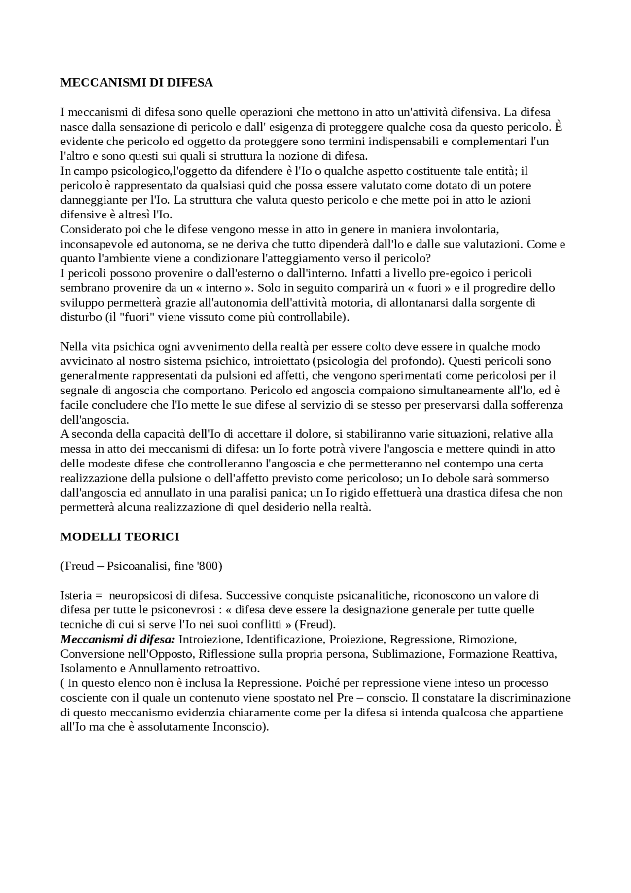 Meccanismi Di Difesa E Viaggio Intrapsichico Docsity