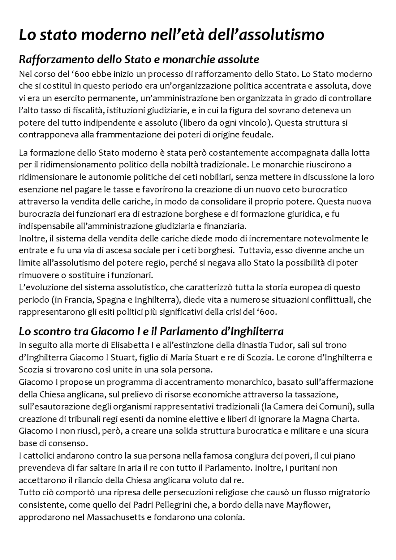 Lo Stato moderno nel Seicento - Docsity