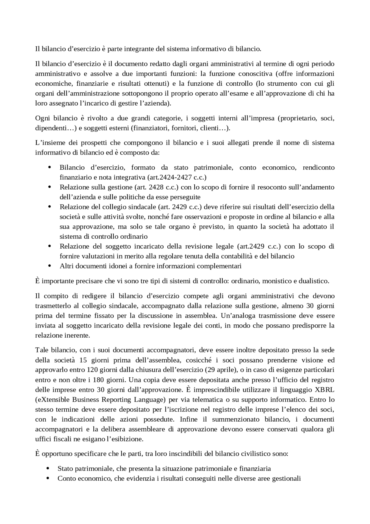 Il Bilancio Desercizio Docsity
