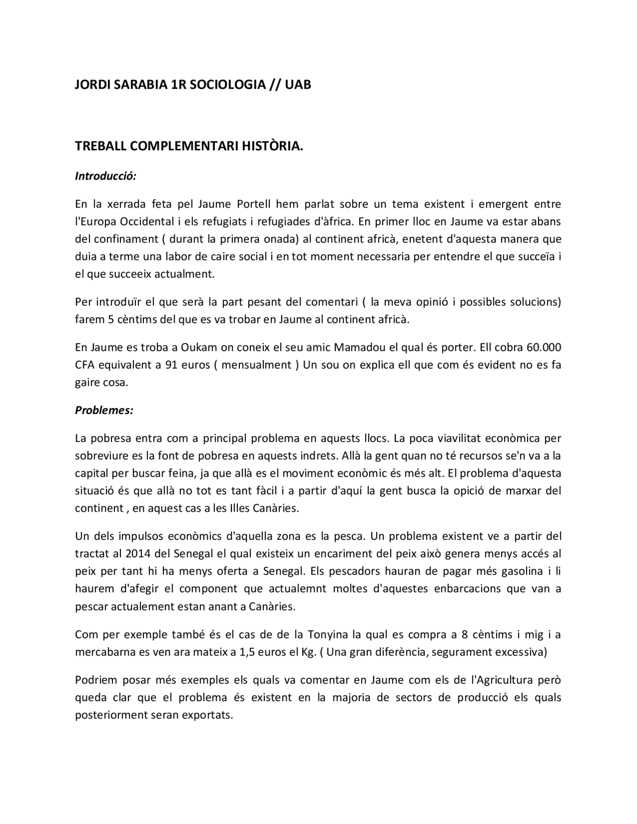 Treball complementari història - Docsity