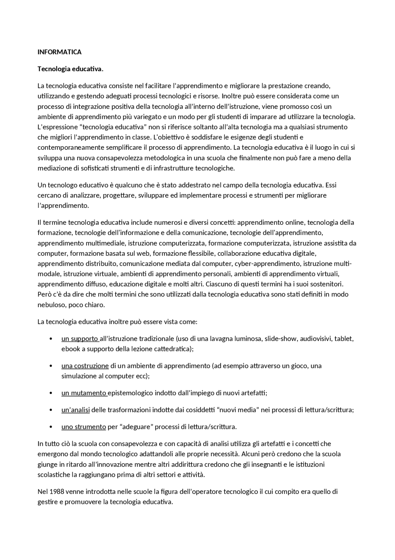 Tecnologie Educative Docsity