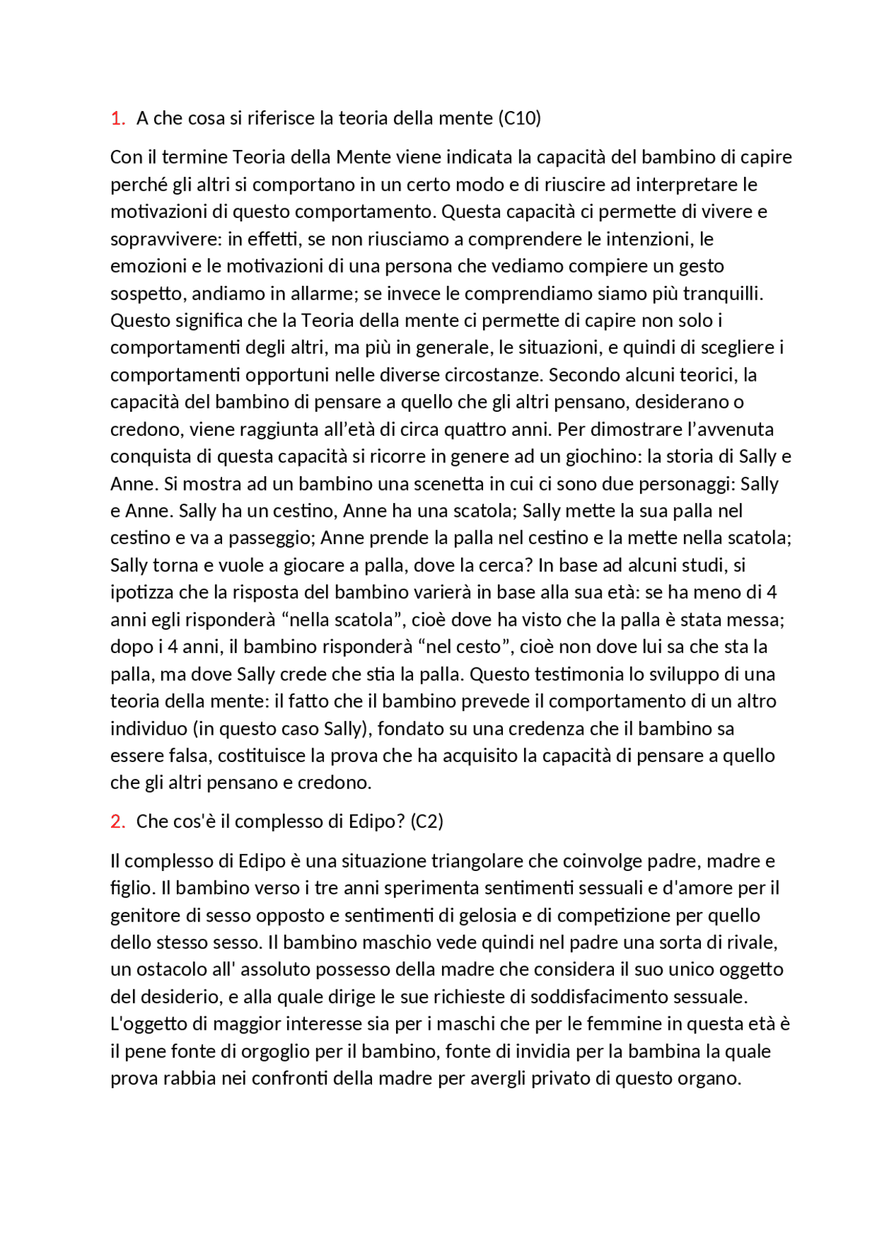 Domande Aperte Per Lesame Di Psicologia Dello Sviluppo Docsity