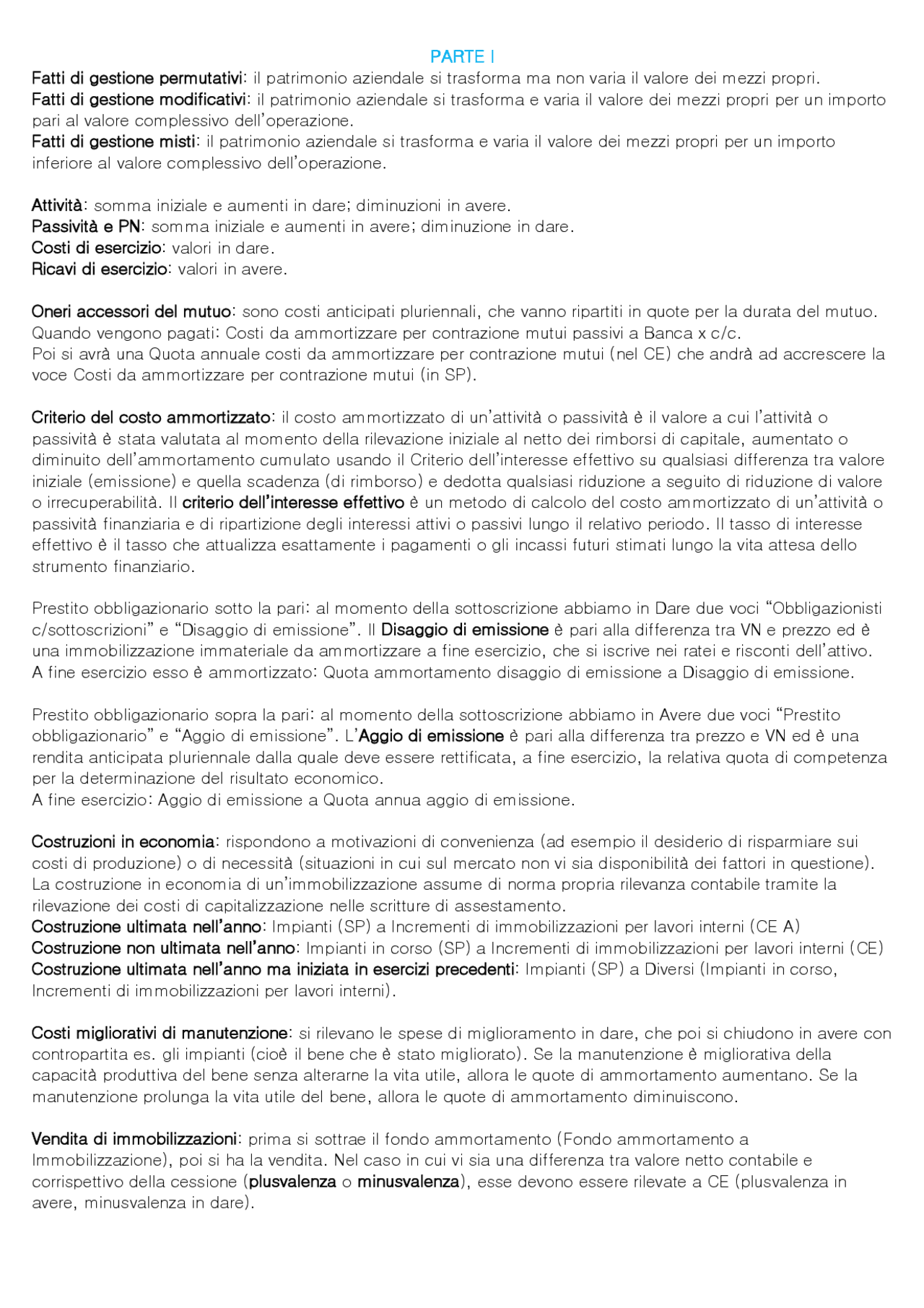 Sintesi Contabilità E Bilancio Docsity