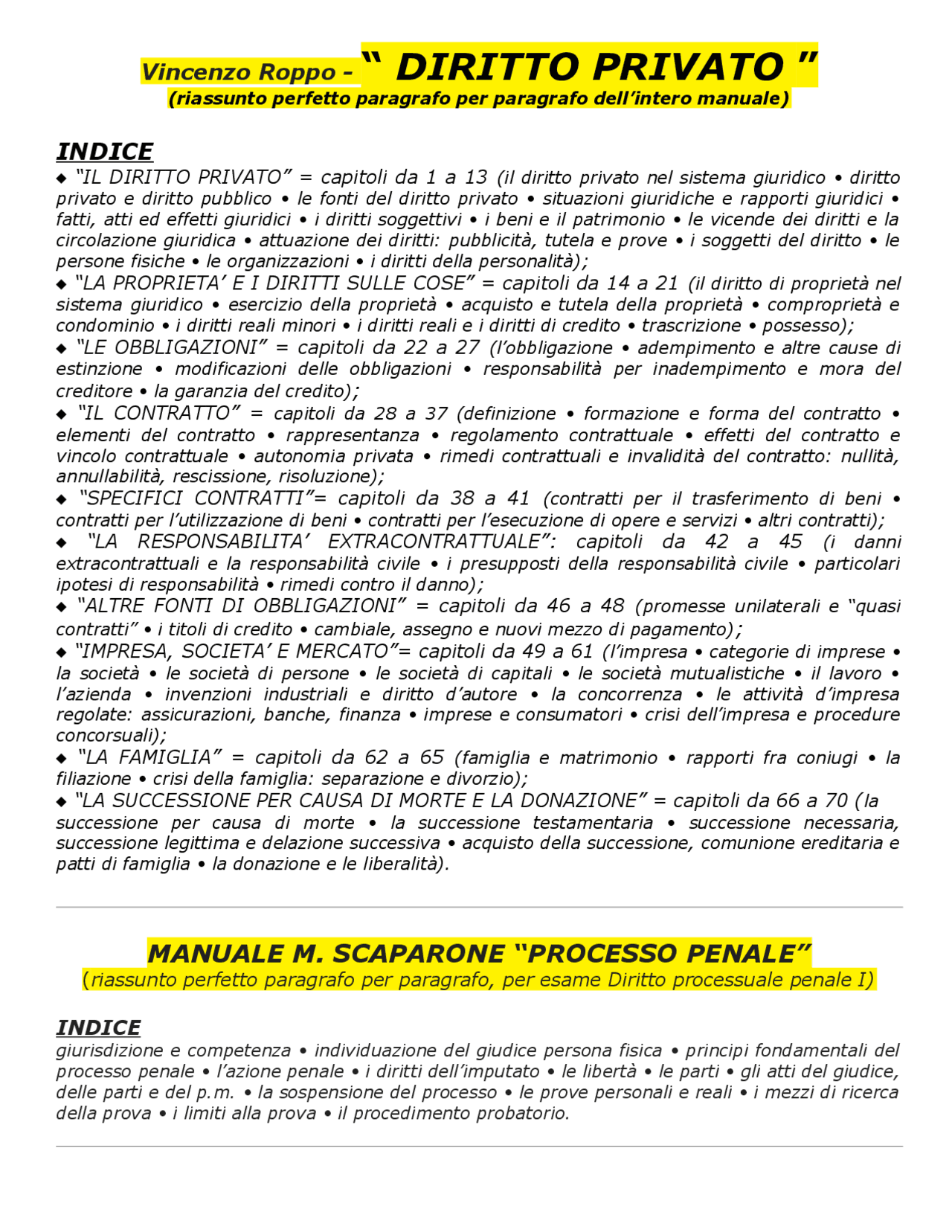 Riepilogo completo di tutti gli argomenti per l'esame di Diritto Privato - Docsity