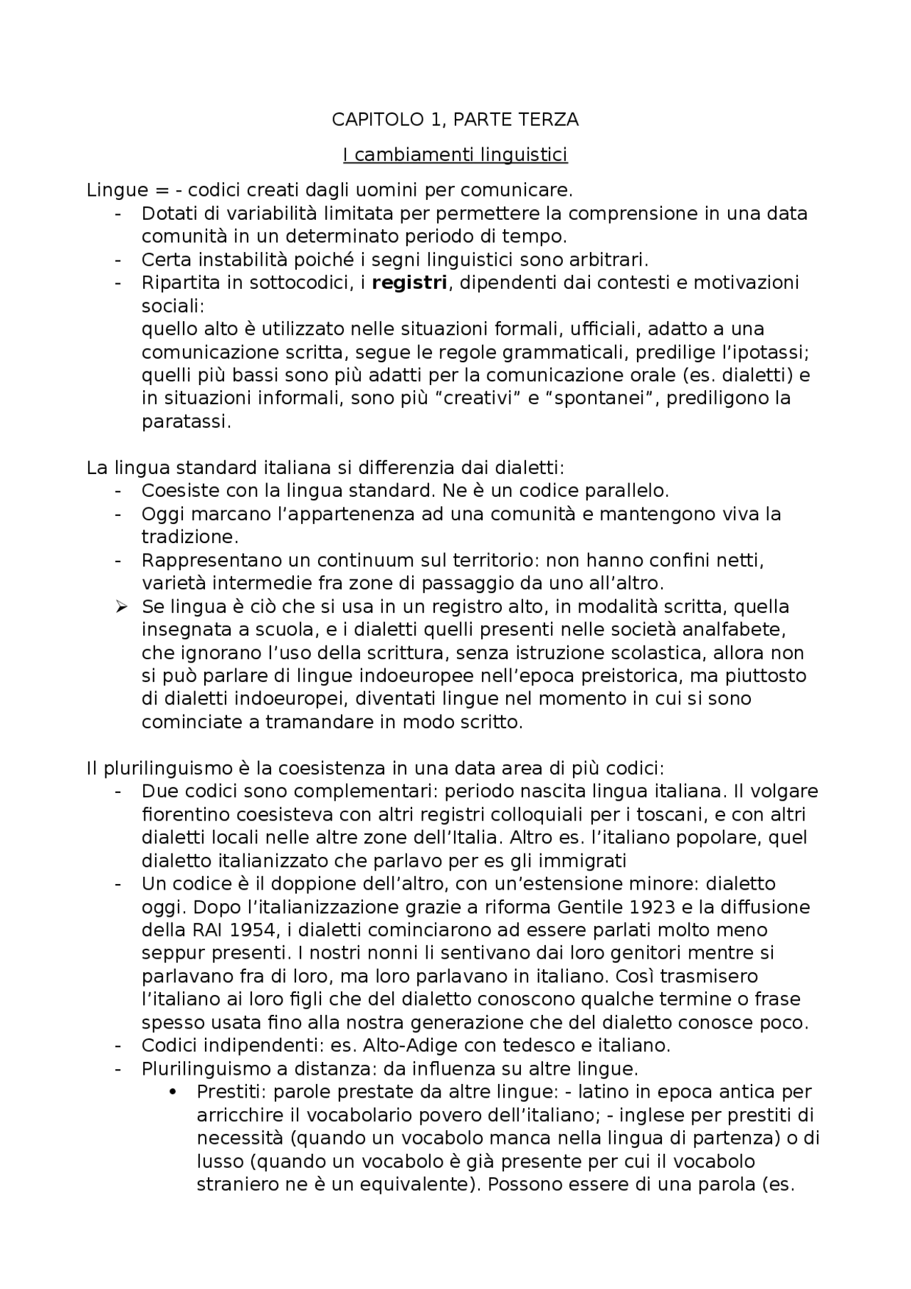 Riassunti Linguistica Generale Parte Terza Prof Michelini Docsity