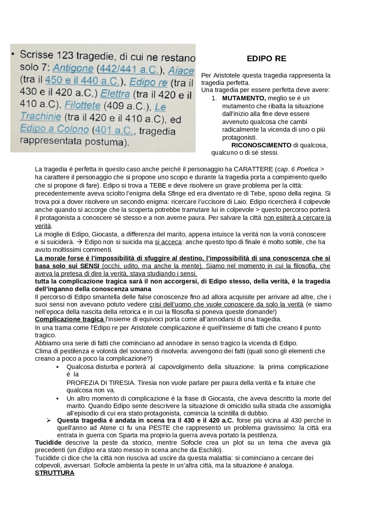 Storia del teatro greco e latino: Sofocle, Edipo Re - Docsity