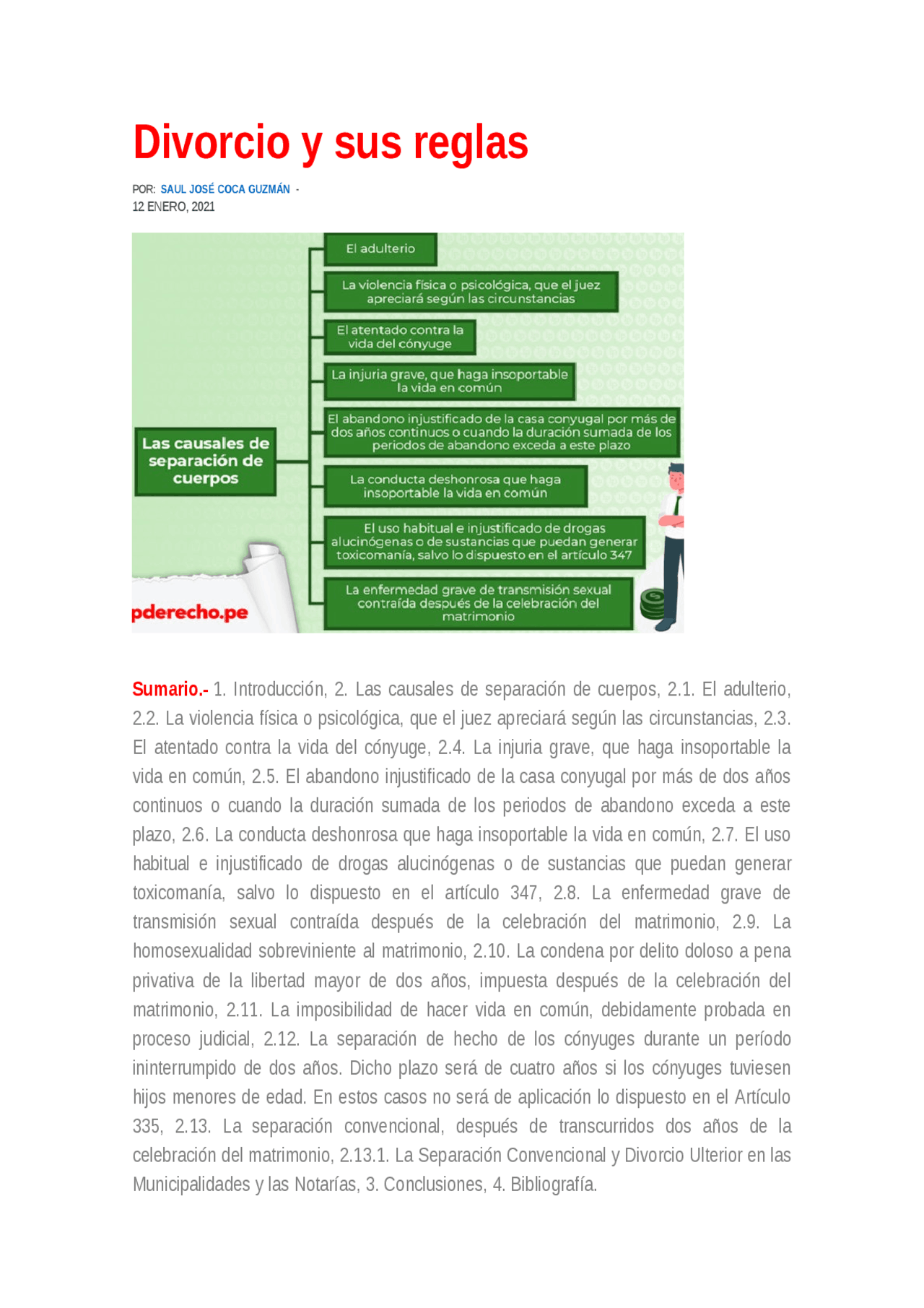 EL DIVORCIO Y SUS REGLAS EN EL PERU - Docsity