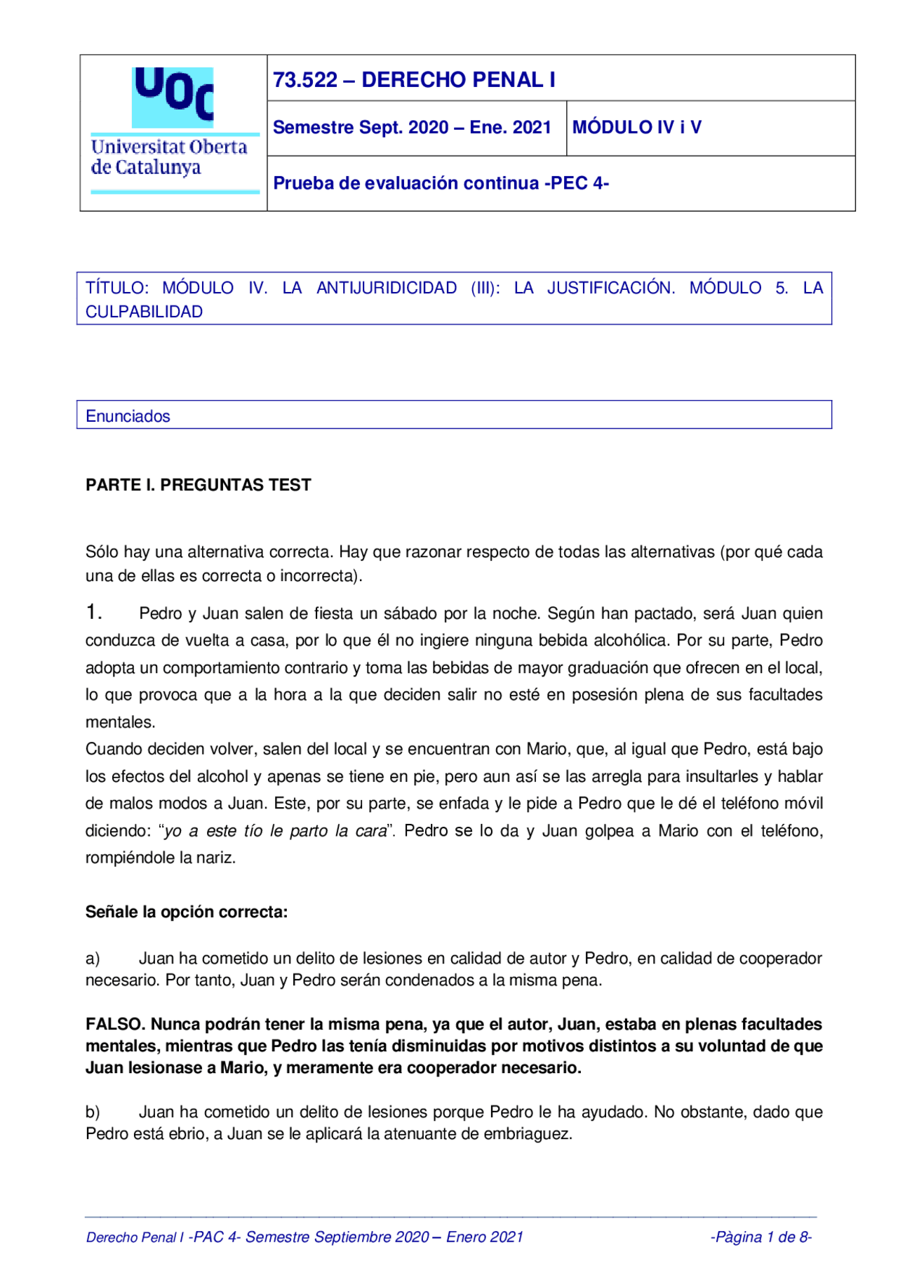 Derecho Penal Caso Practico Docsity