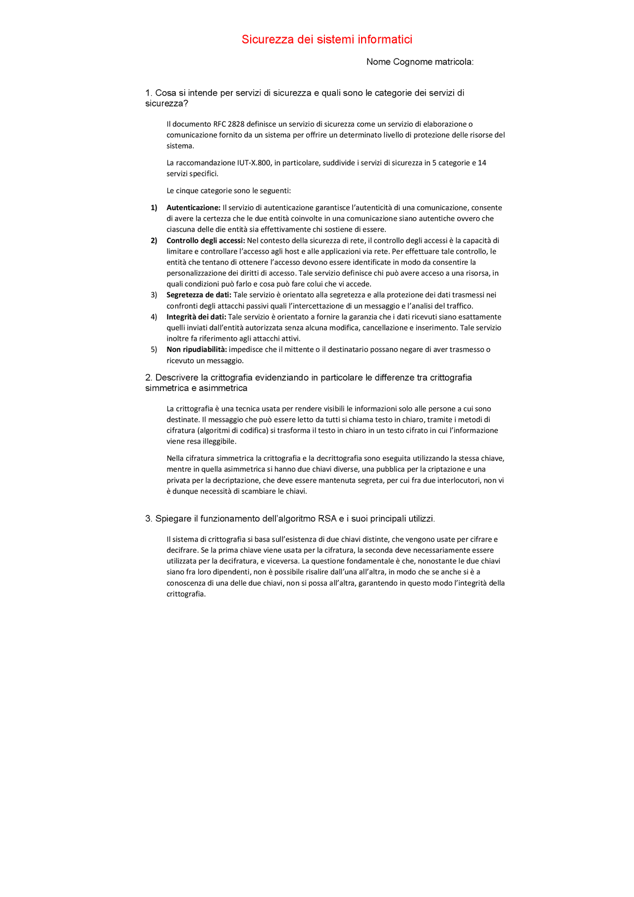 Sicurezza Dei Sistemi Informatici Docsity