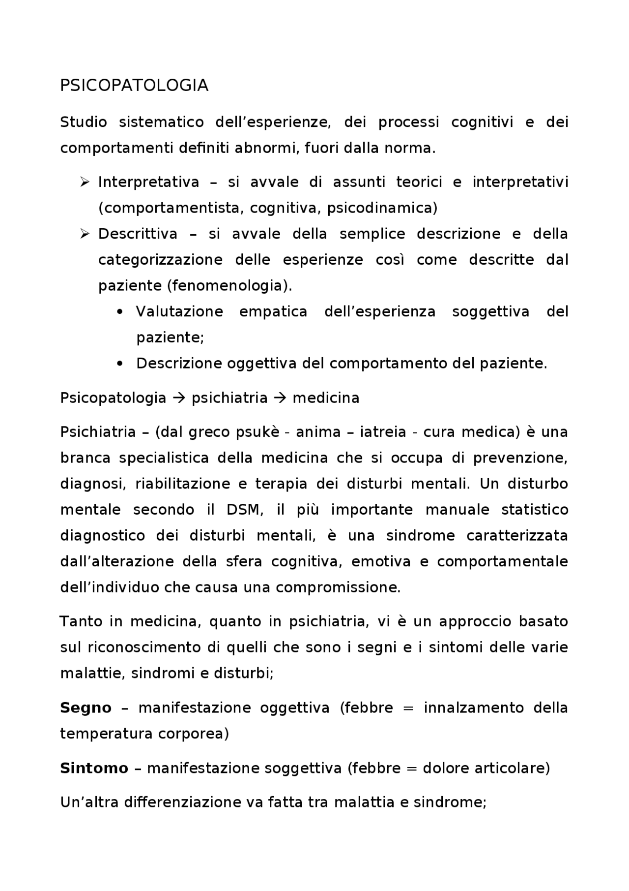 Psichiatria Schemi Riassuntivi Docsity