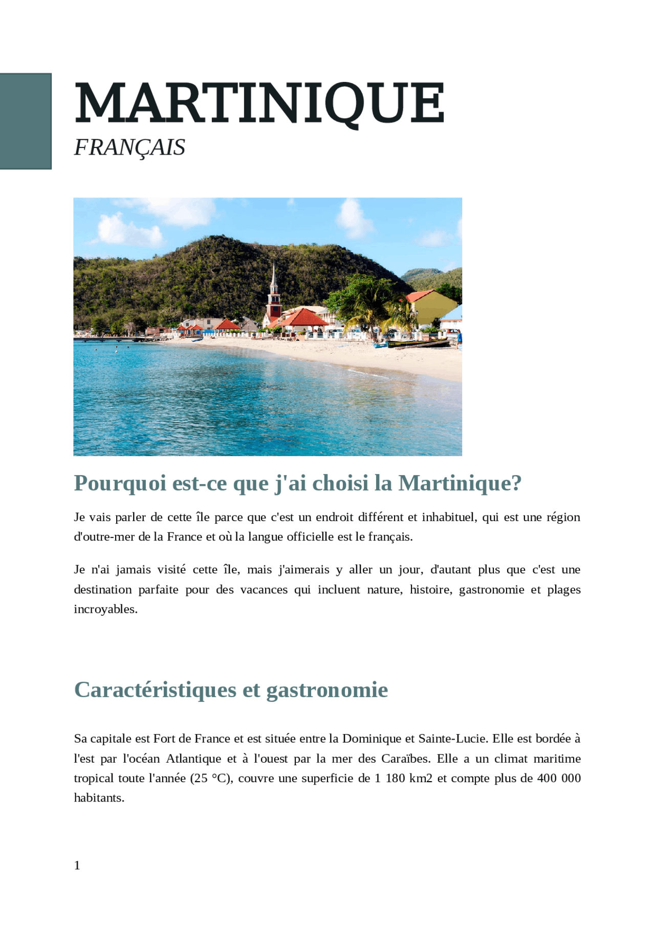 Información isla Martinique - Docsity