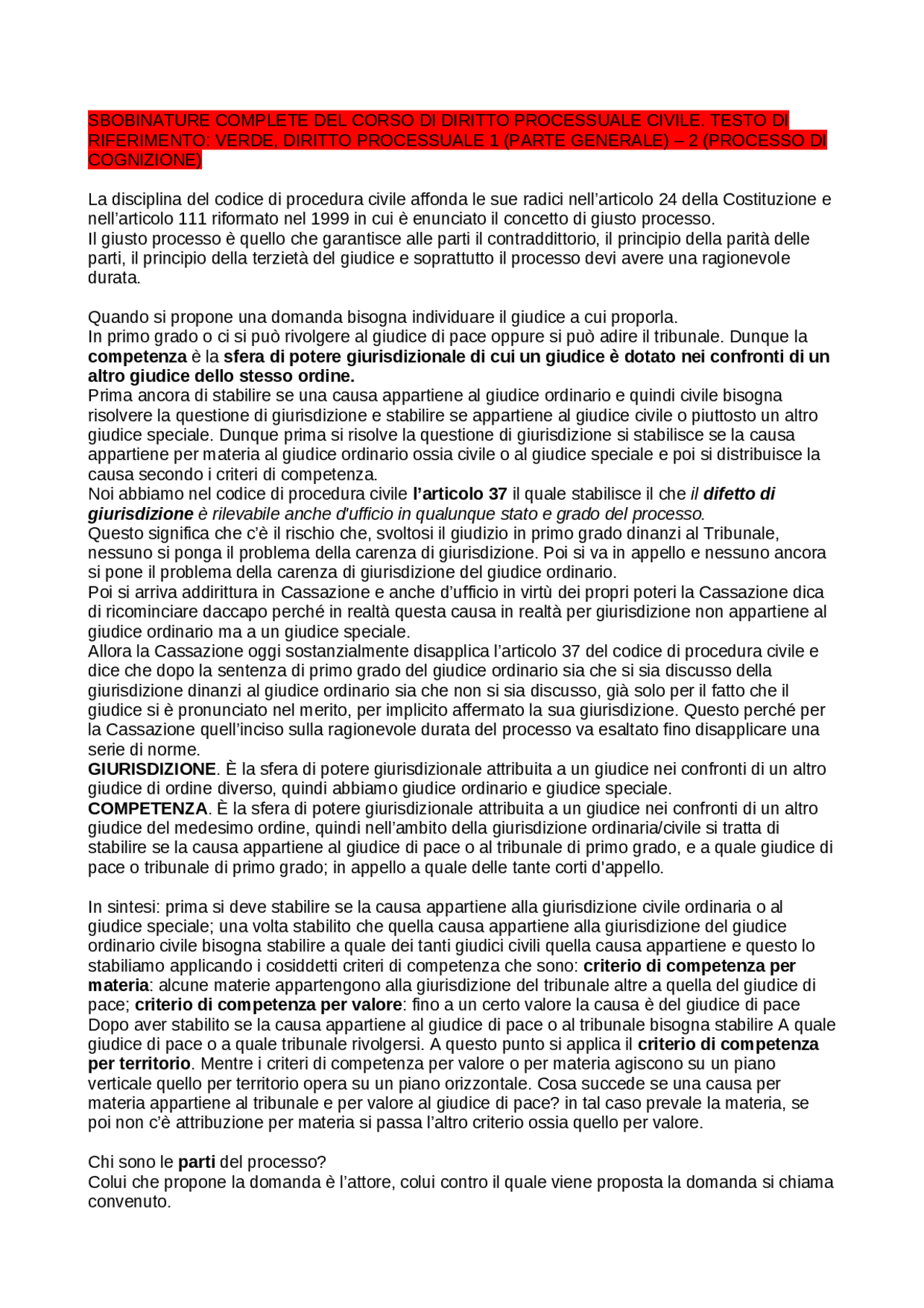 Sbobinature Complete Del Corso Di Diritto Processuale Civile Libro