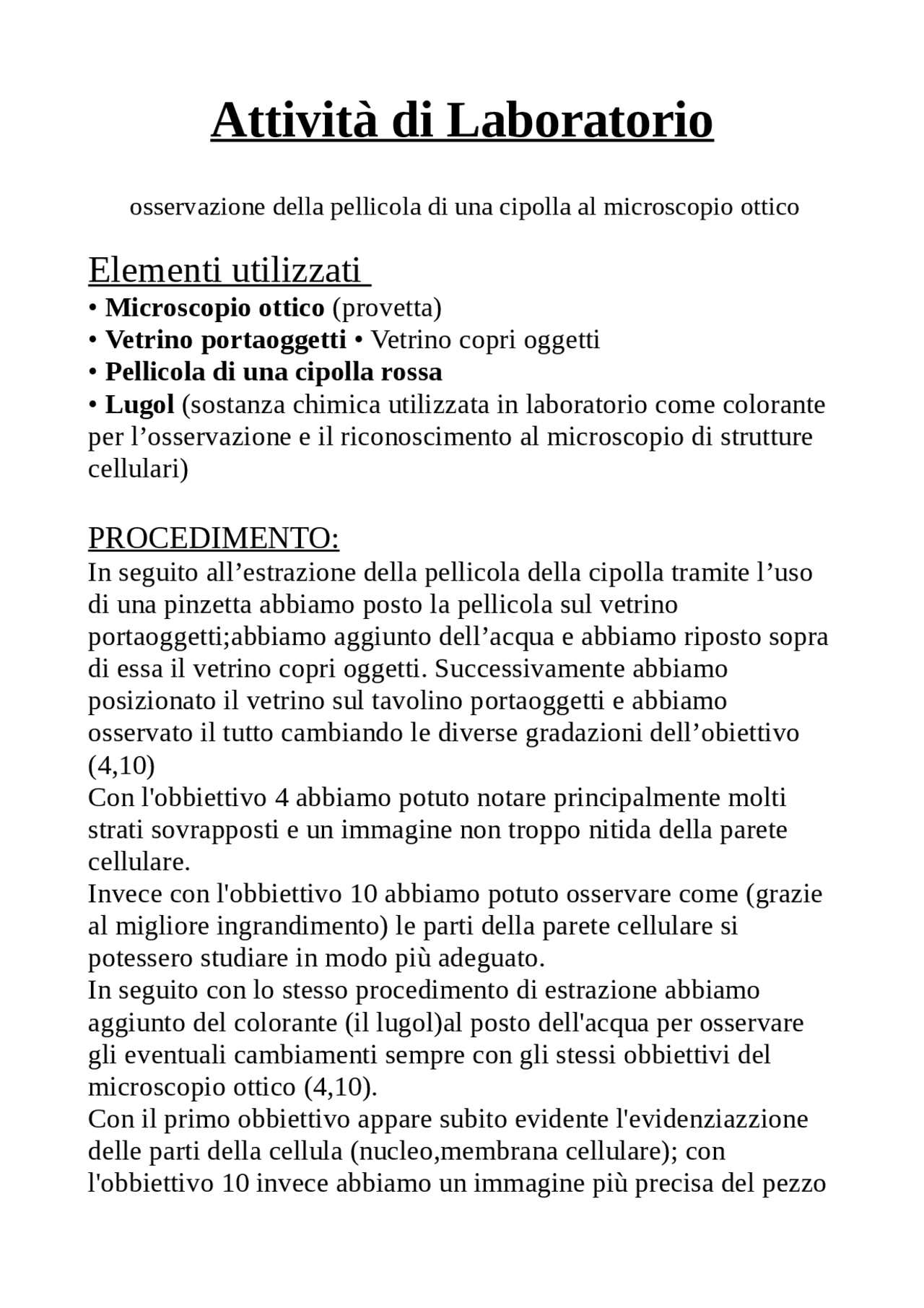 Analisi In Laboratorio Docsity