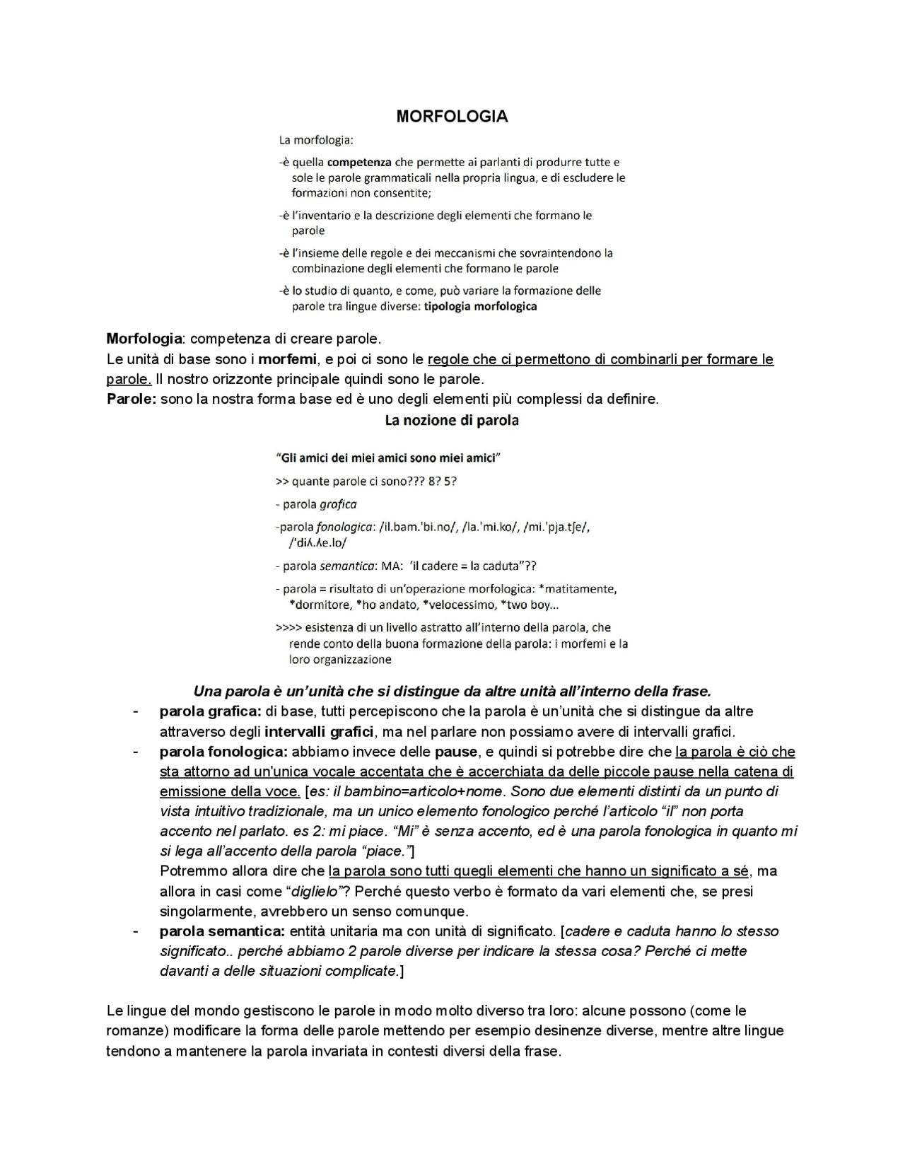 Appunti Morfologia E Sintassi Docsity