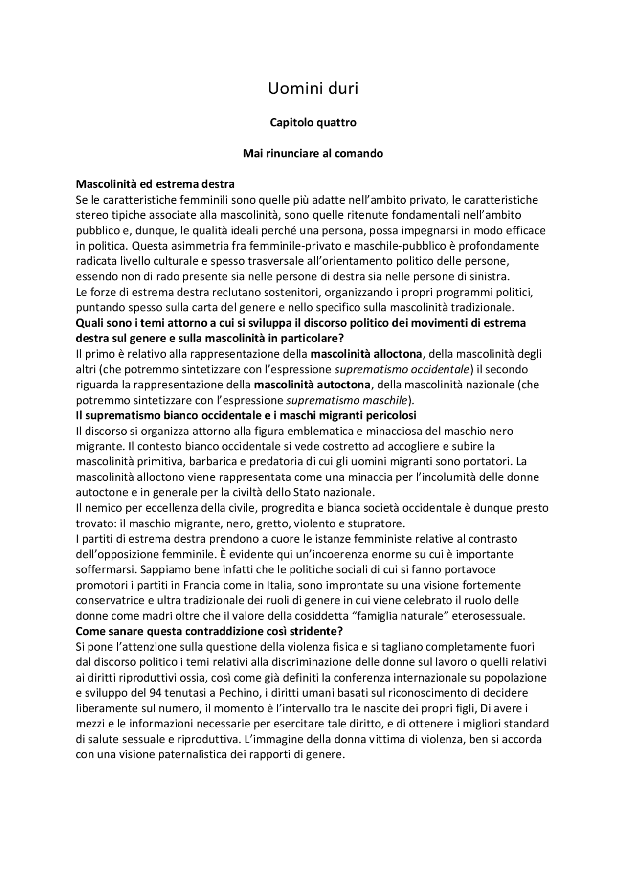 Riassunto Completo Libro Uomini Duri M Pacilli Cap 4 Docsity