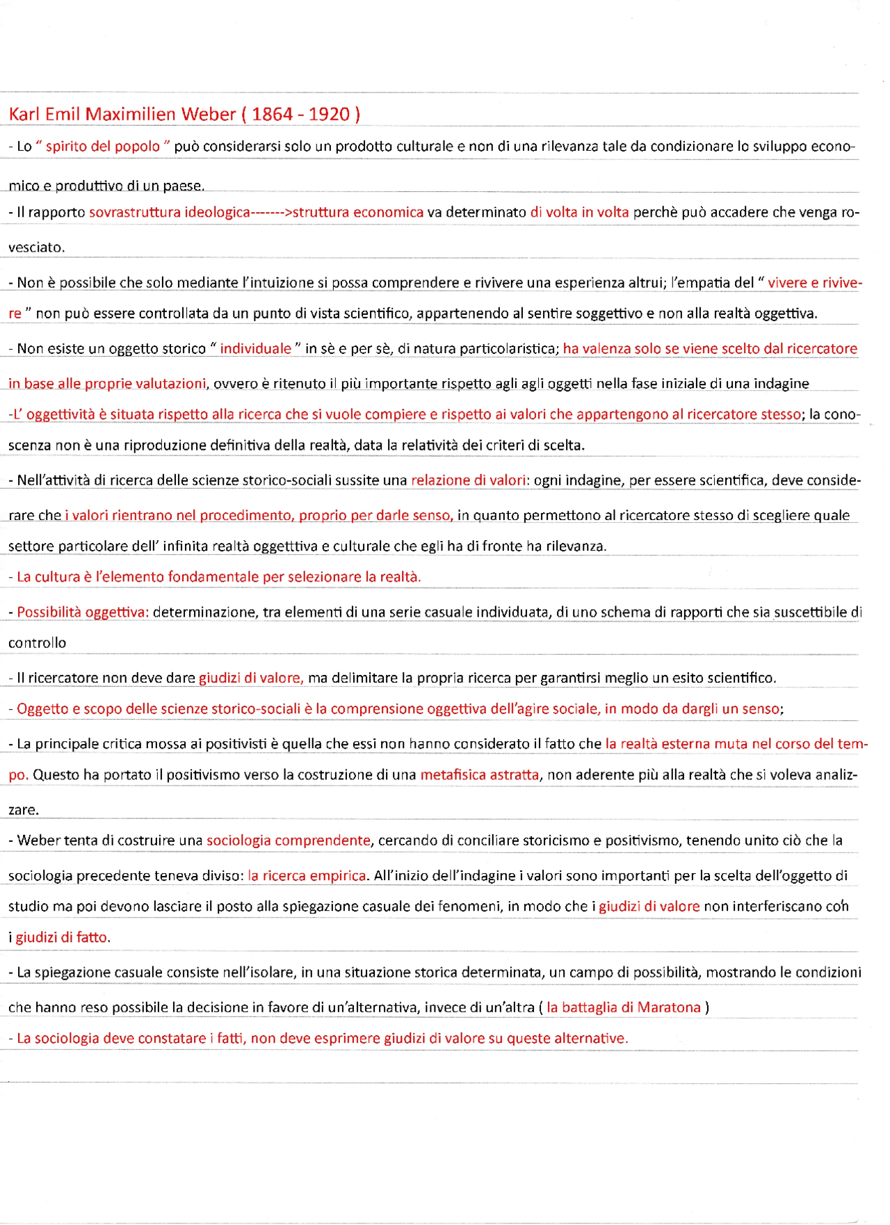 Confronto Max E Weber Docsity