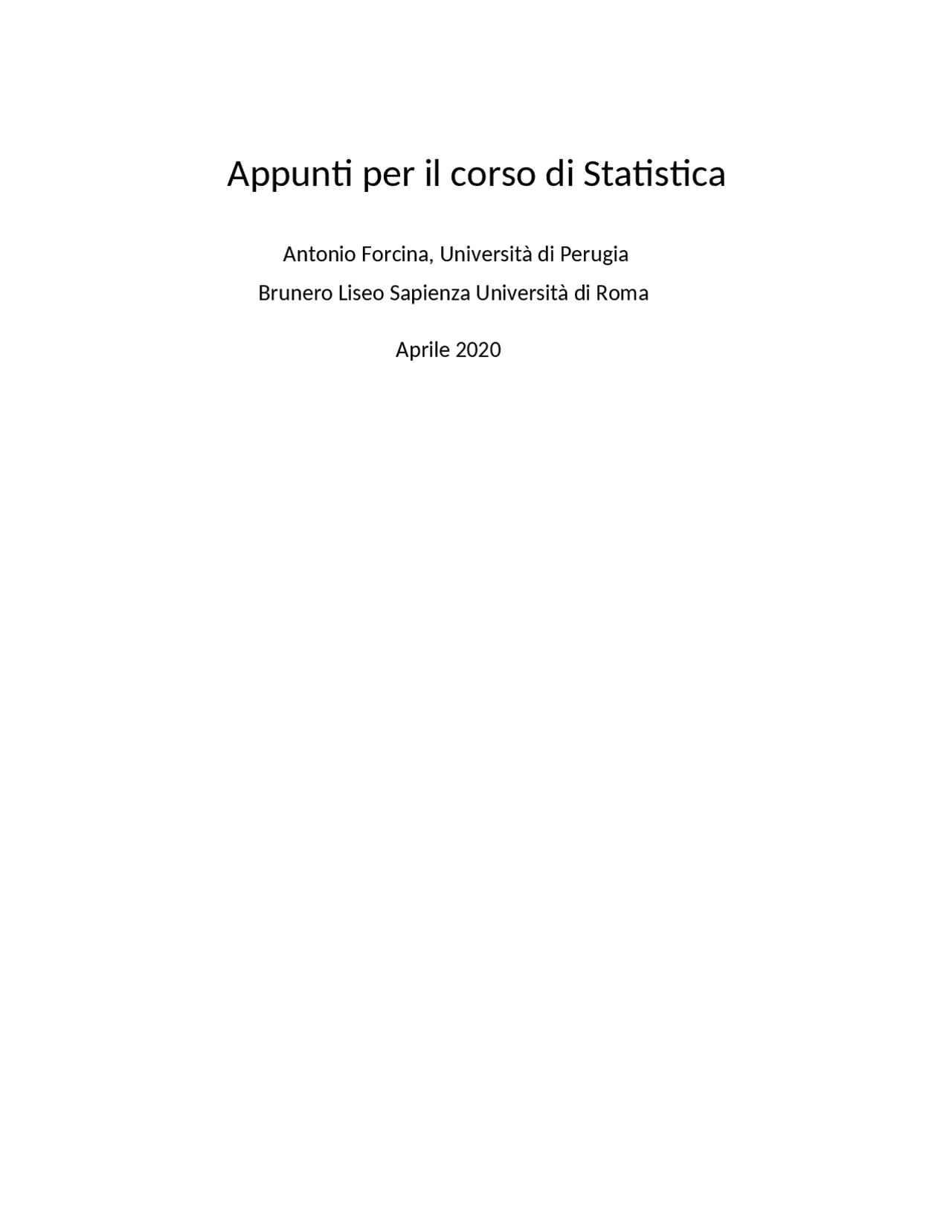 Riassunto Corso Statistica Docsity
