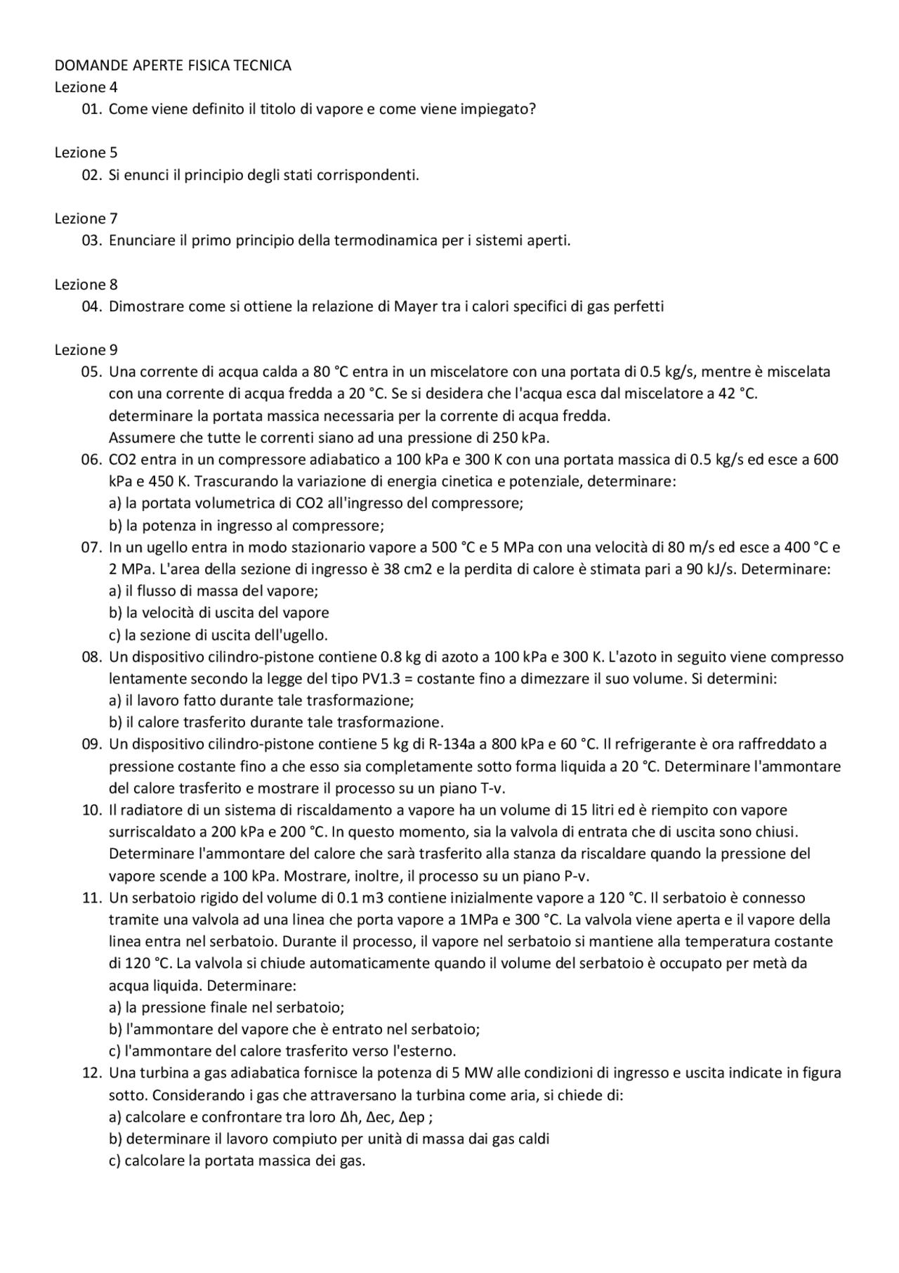 Risposte Aperte Fisica Tecnica Ingegneria Industriale Dm 27004