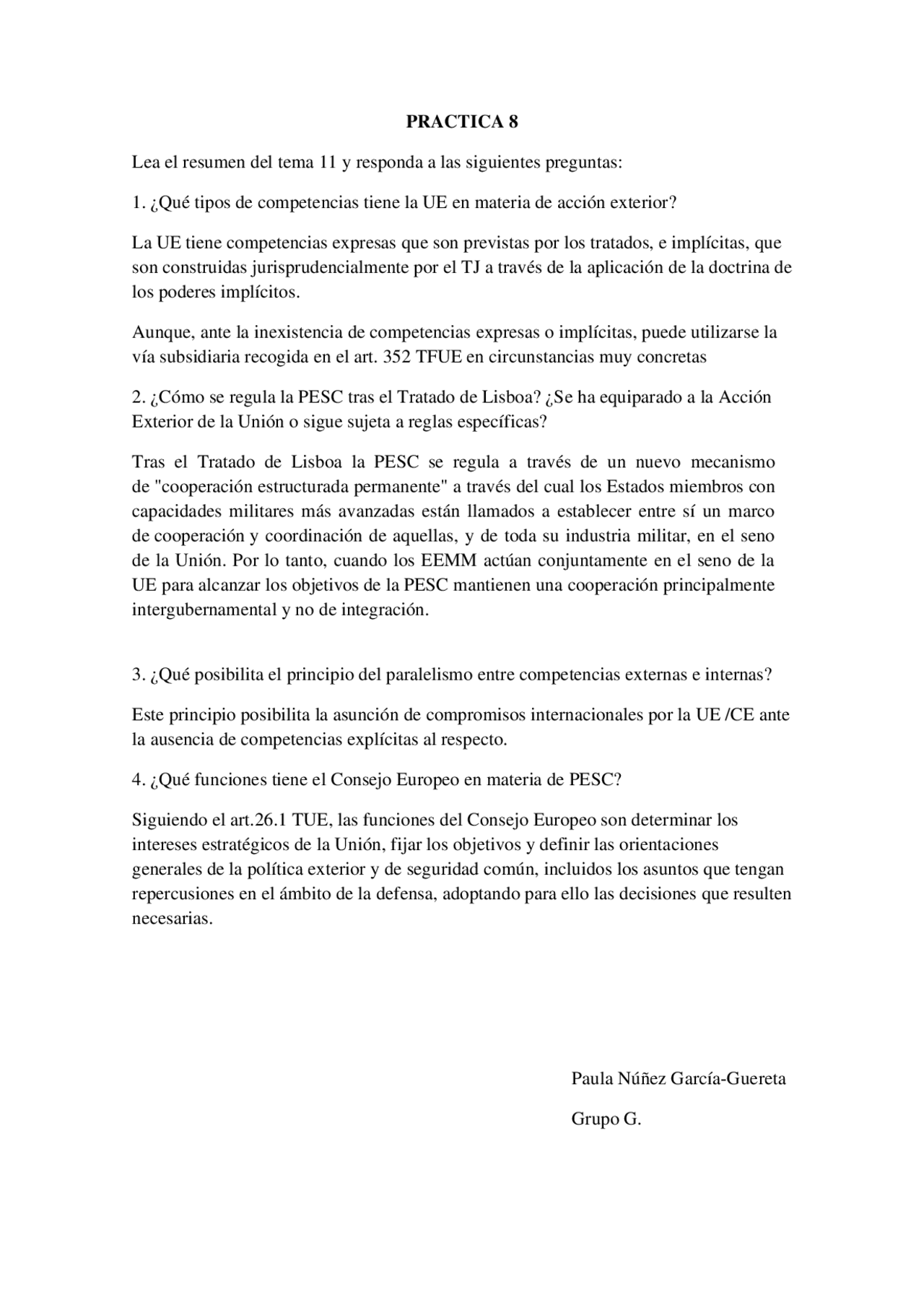 Práctica Numero 8 Derecho Comunitario Docsity