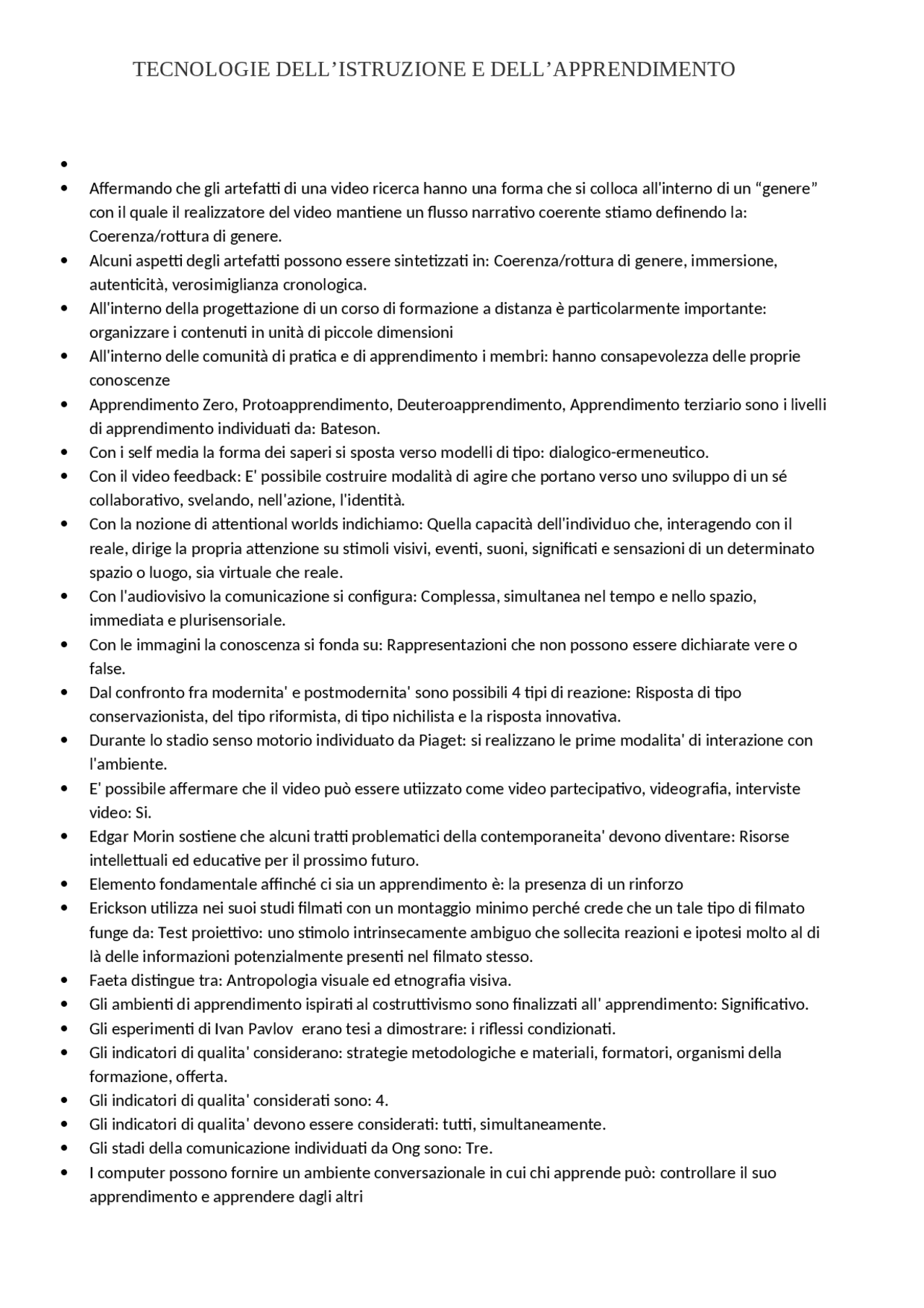 Tecnologie dell'istruzione e dell'apprendimento | Esercizi di Scienze ...