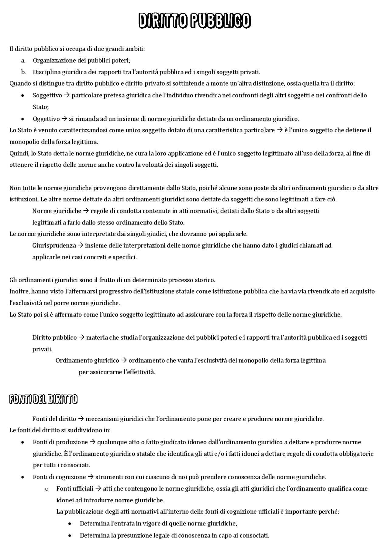Riassunto Esame Diritto Pubblico - Docsity