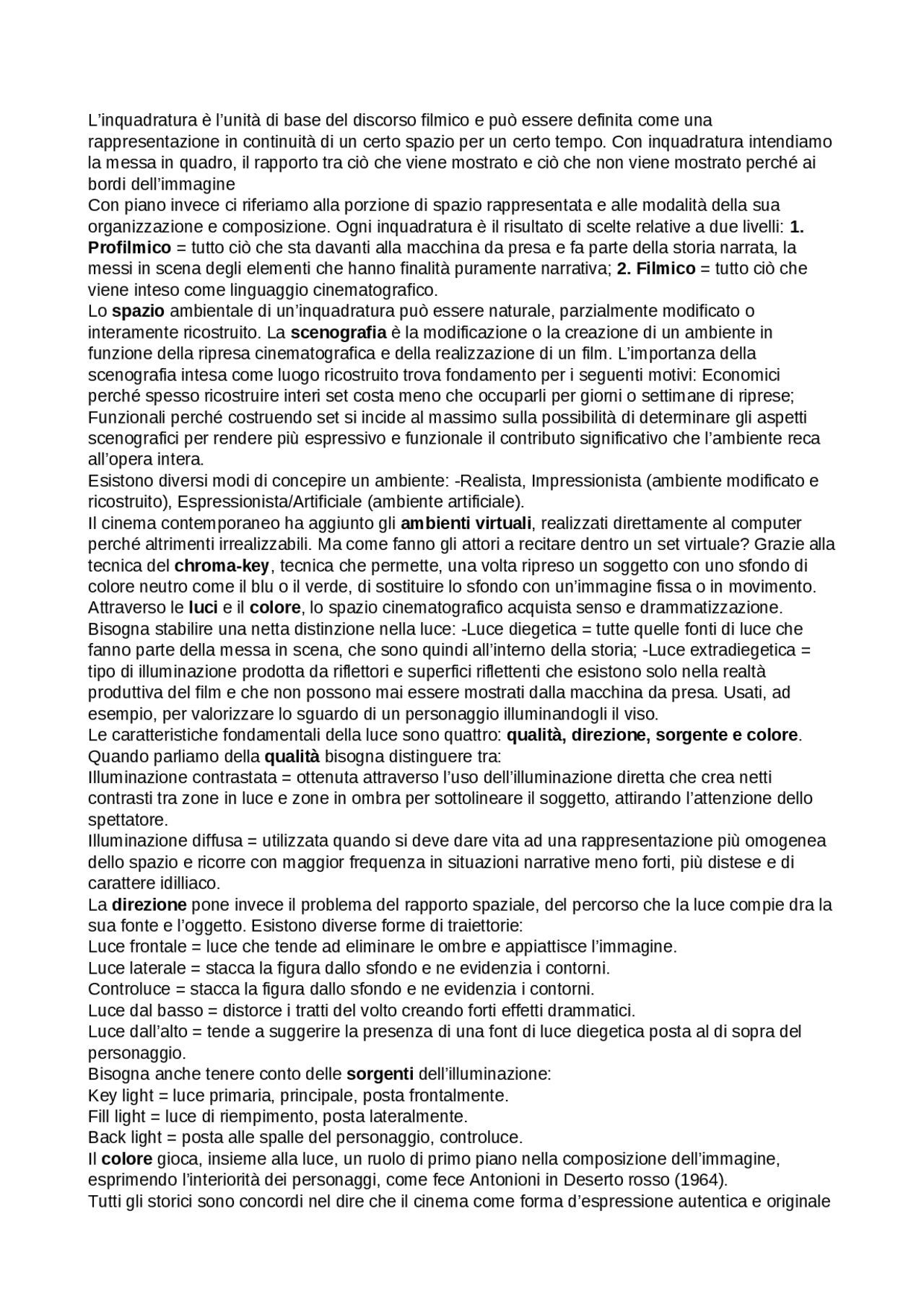 Riassunto Teoria Delle Inquadrature Docsity