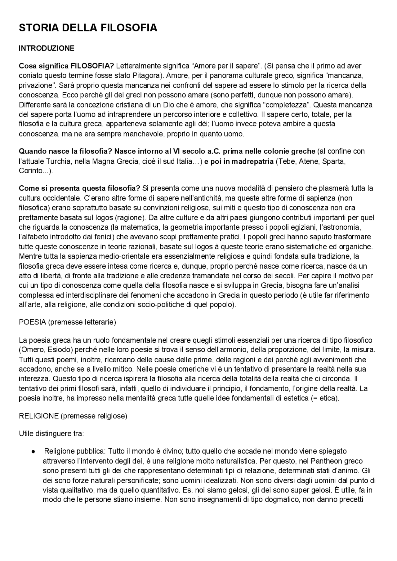Riassunto Programma Filosofia Docsity