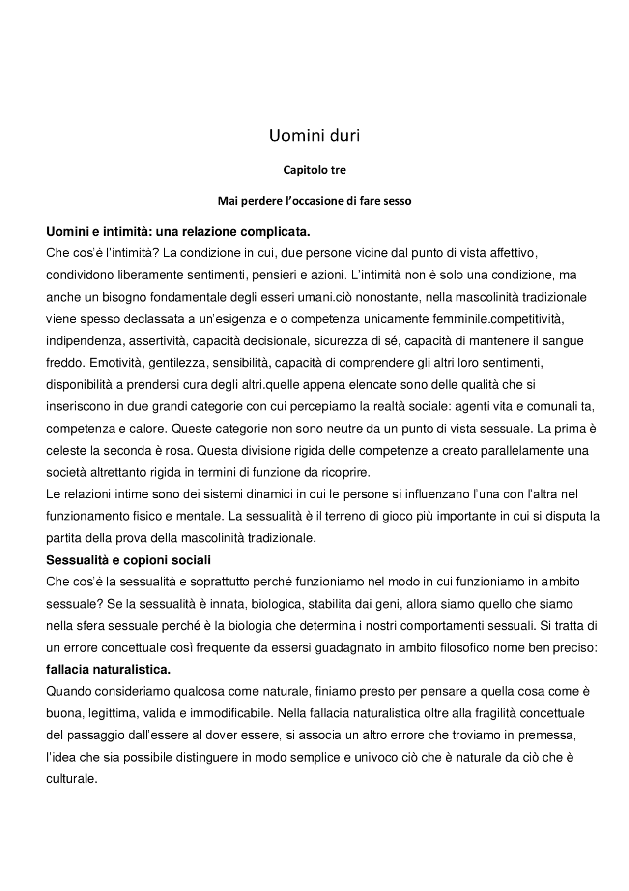 Riassunto Completo Libro Uomini Duri M Pacilli Cap 3 Docsity