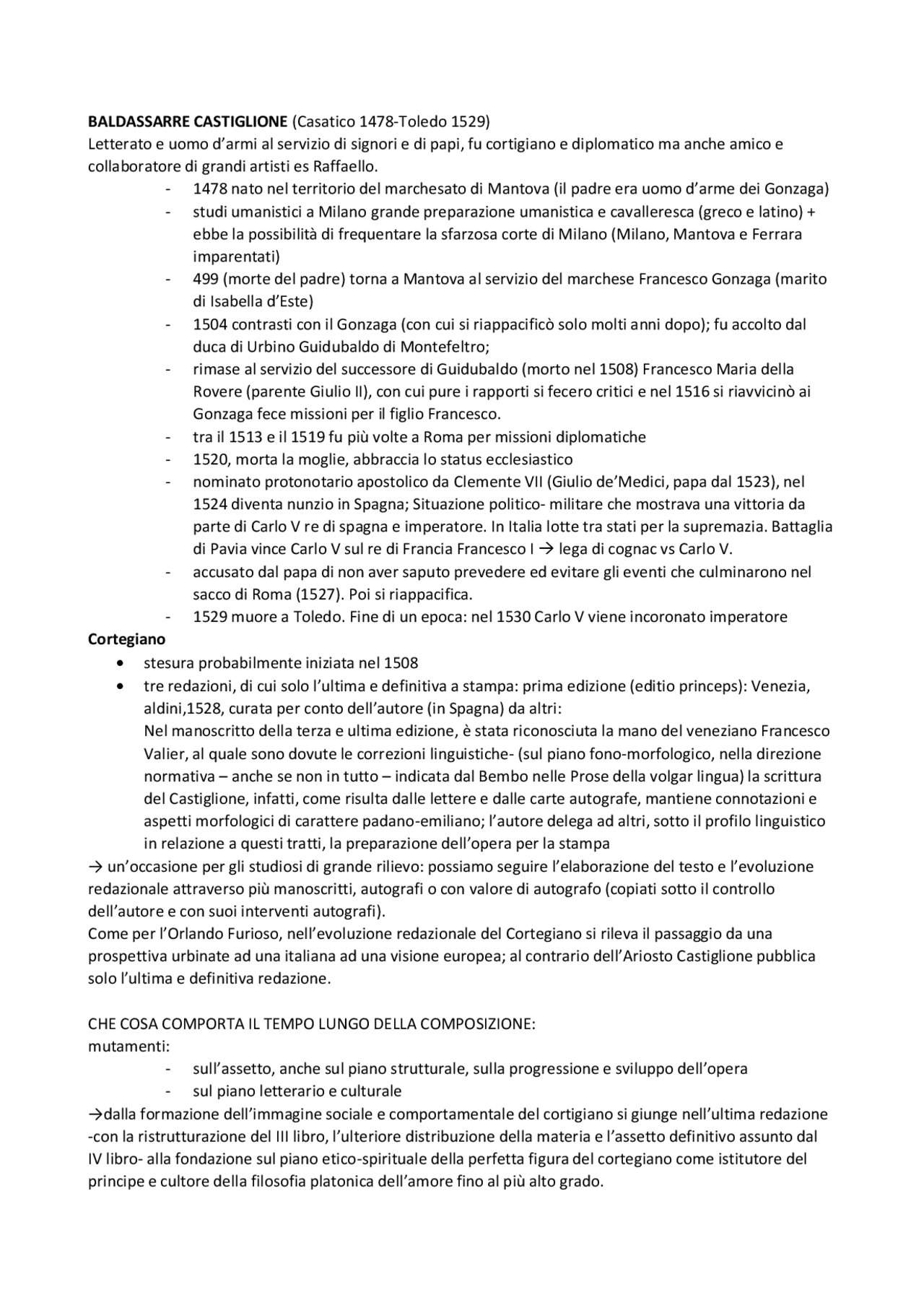 Appunti Su Castiglione Docsity
