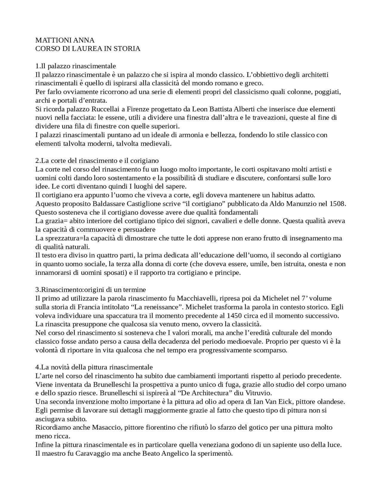 Storia Del Rinascimento Docsity