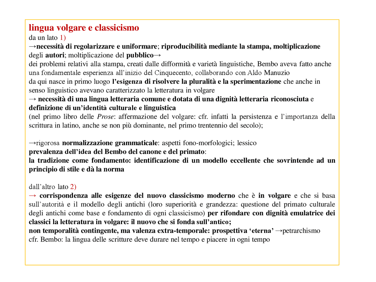 Classicismo Della Lingua Docsity