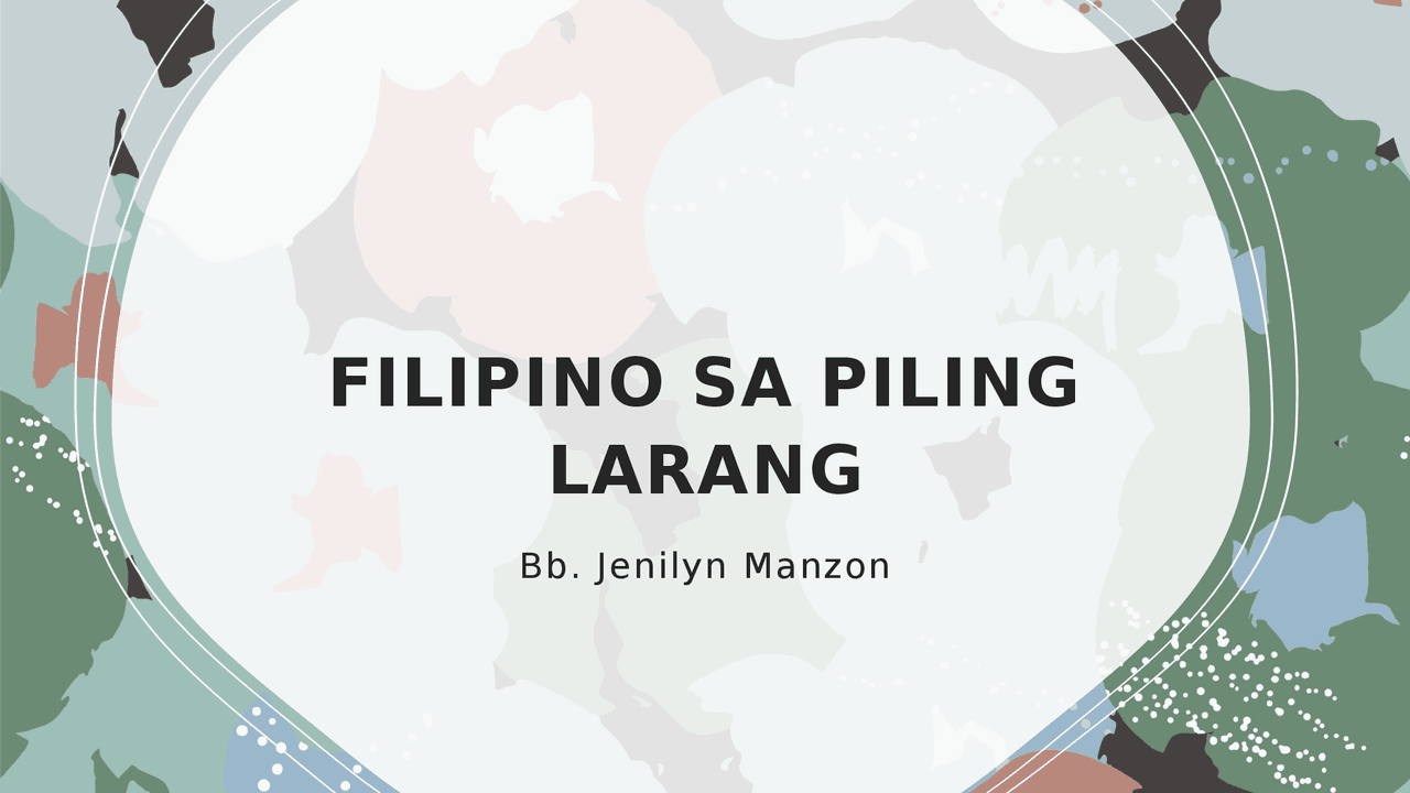 Ice Breaker Sa Filipino Sa Piling Larang Docsity