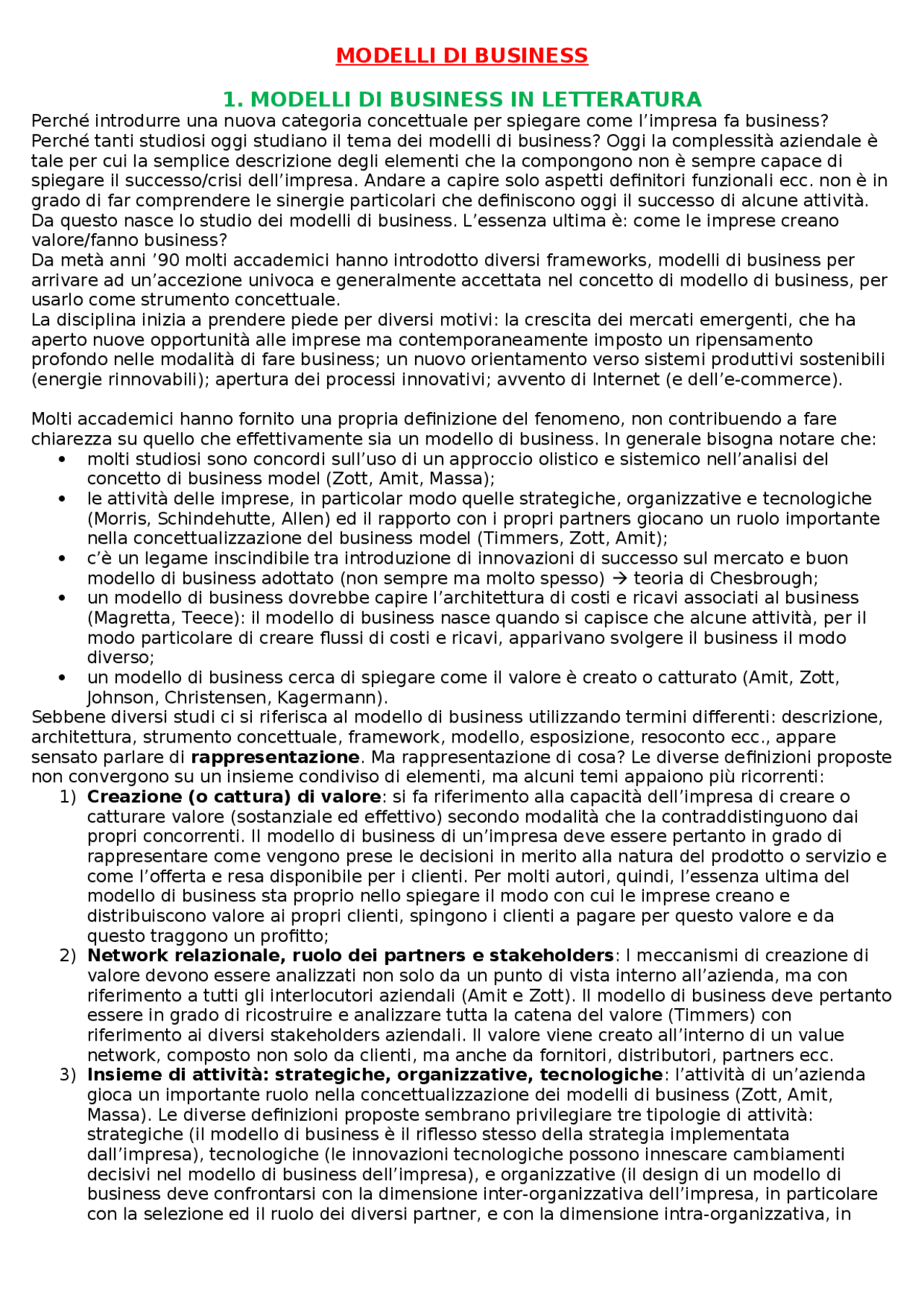 Modelli Di Business Egi Docsity