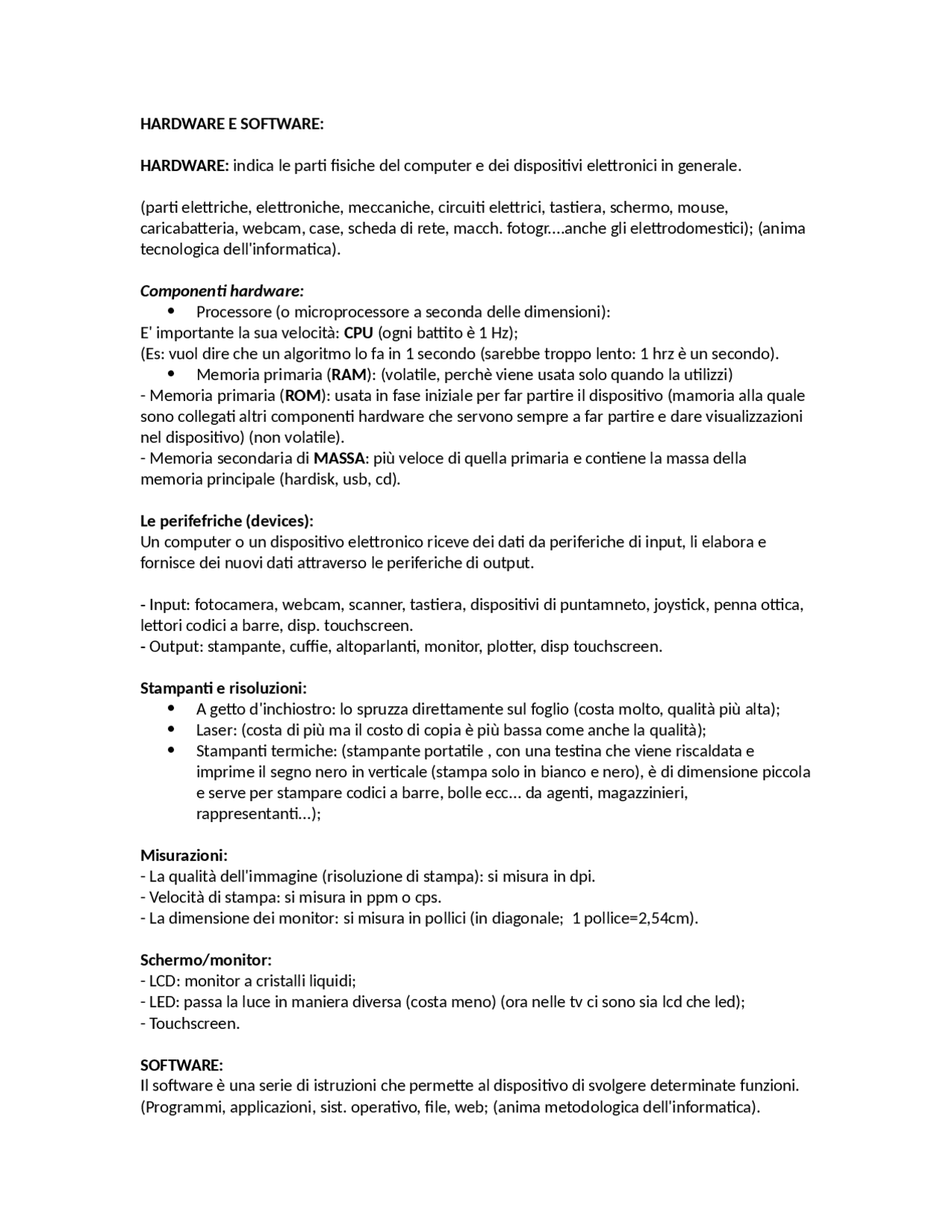 Hardware E Software Informatica Docsity