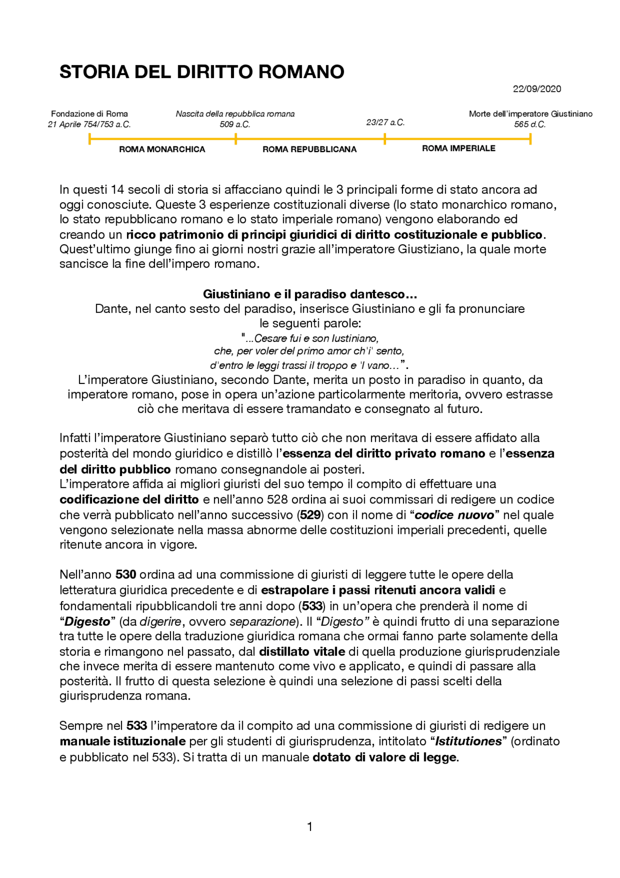 Storia del Diritto Romano - Docsity